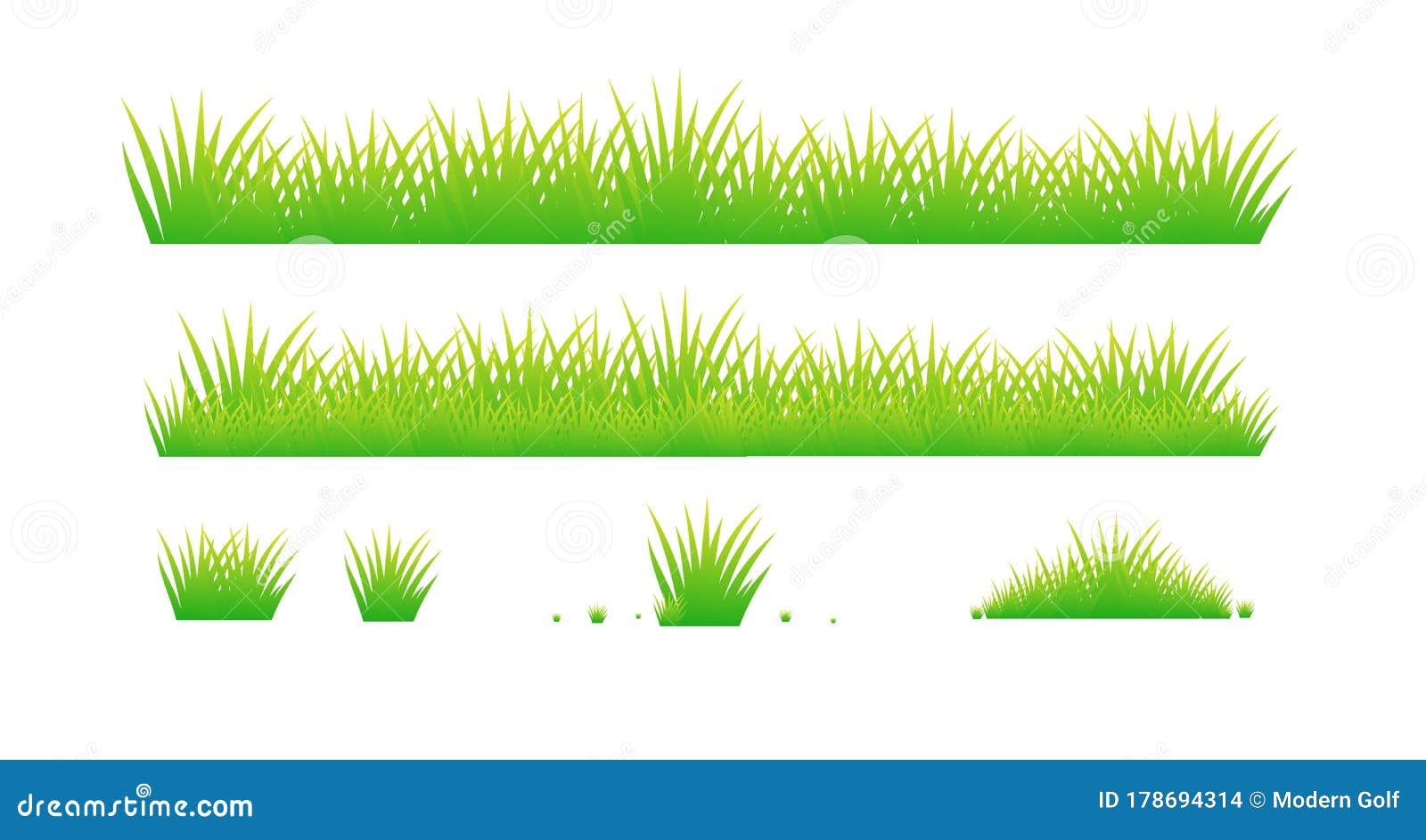 Grass Elements Isolated White Background Stock Vector - Illustration of ...