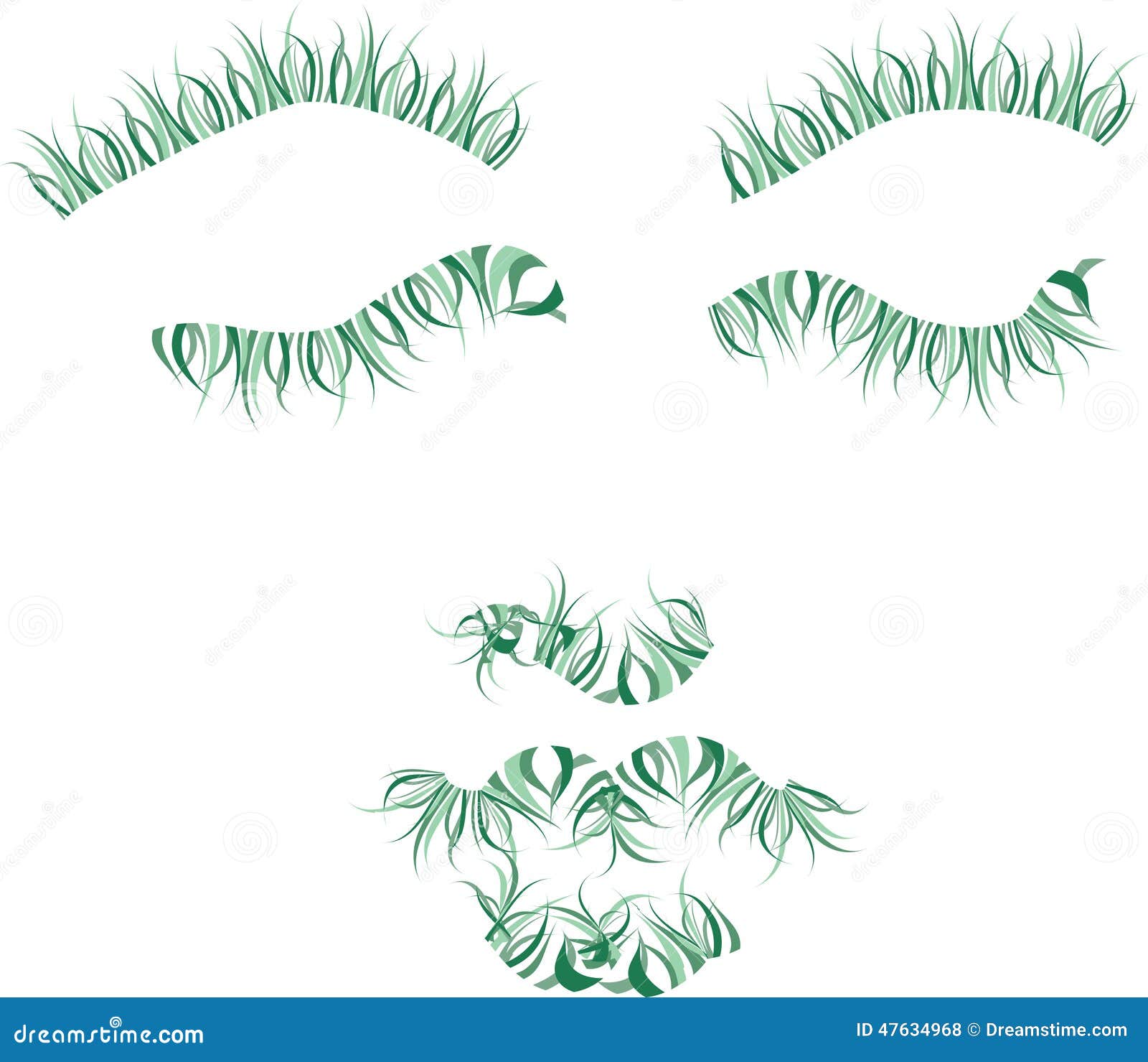 Grass Face Abstract Portrait Stock Illustration - Illustration of ...