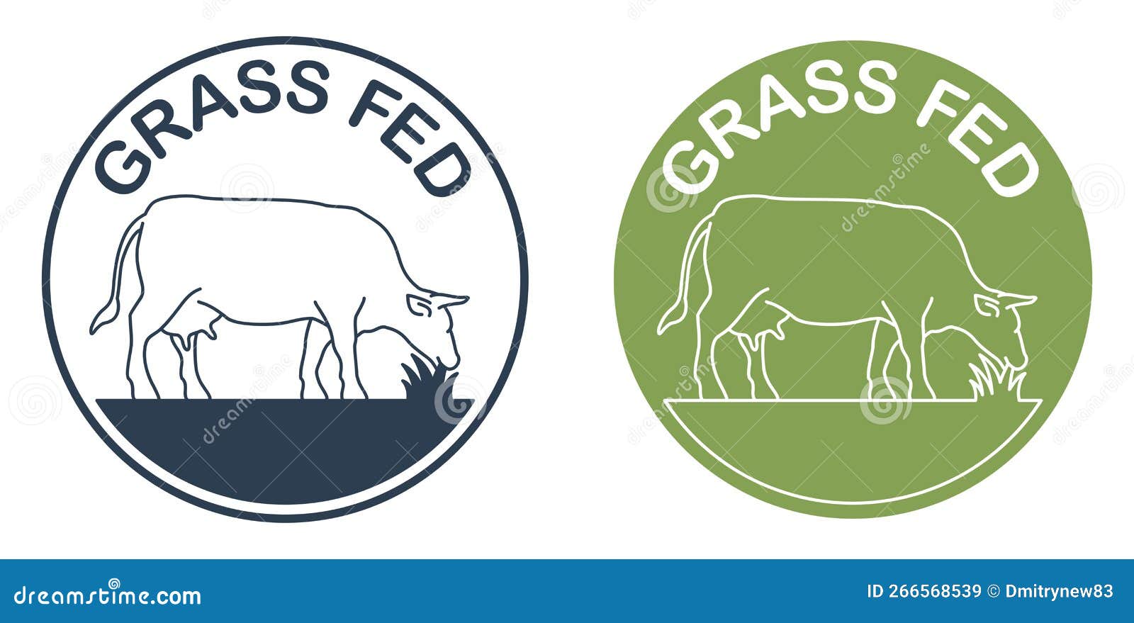Grass-fed Label for Beef Meat in Thin Line Stock Vector - Illustration ...