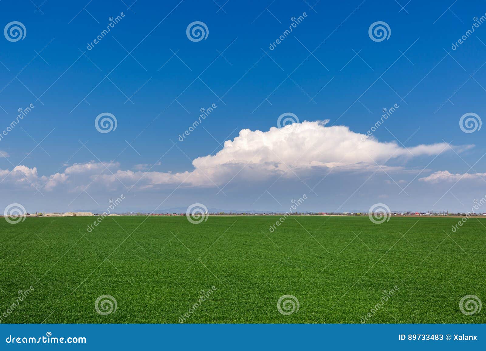 Grass Field with Clouds and Sky Stock Image - Image of countryside ...