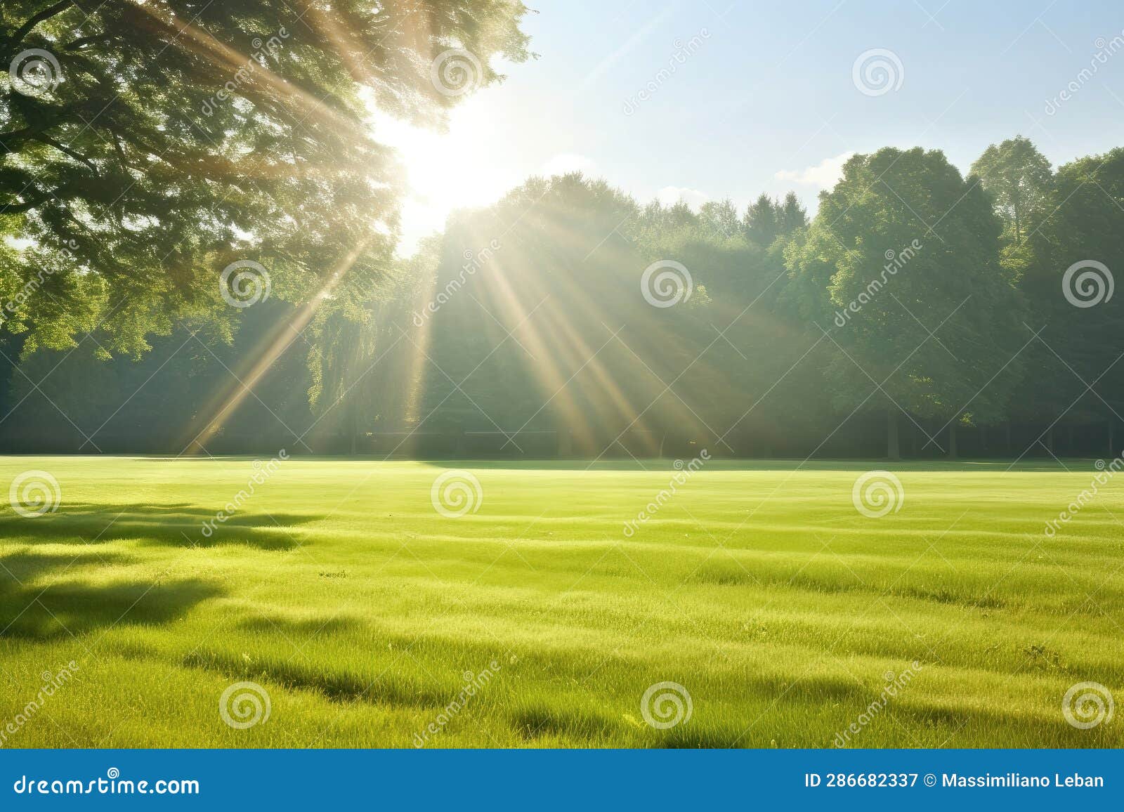 Grass Field with Rays of Light Stock Illustration - Illustration of ...