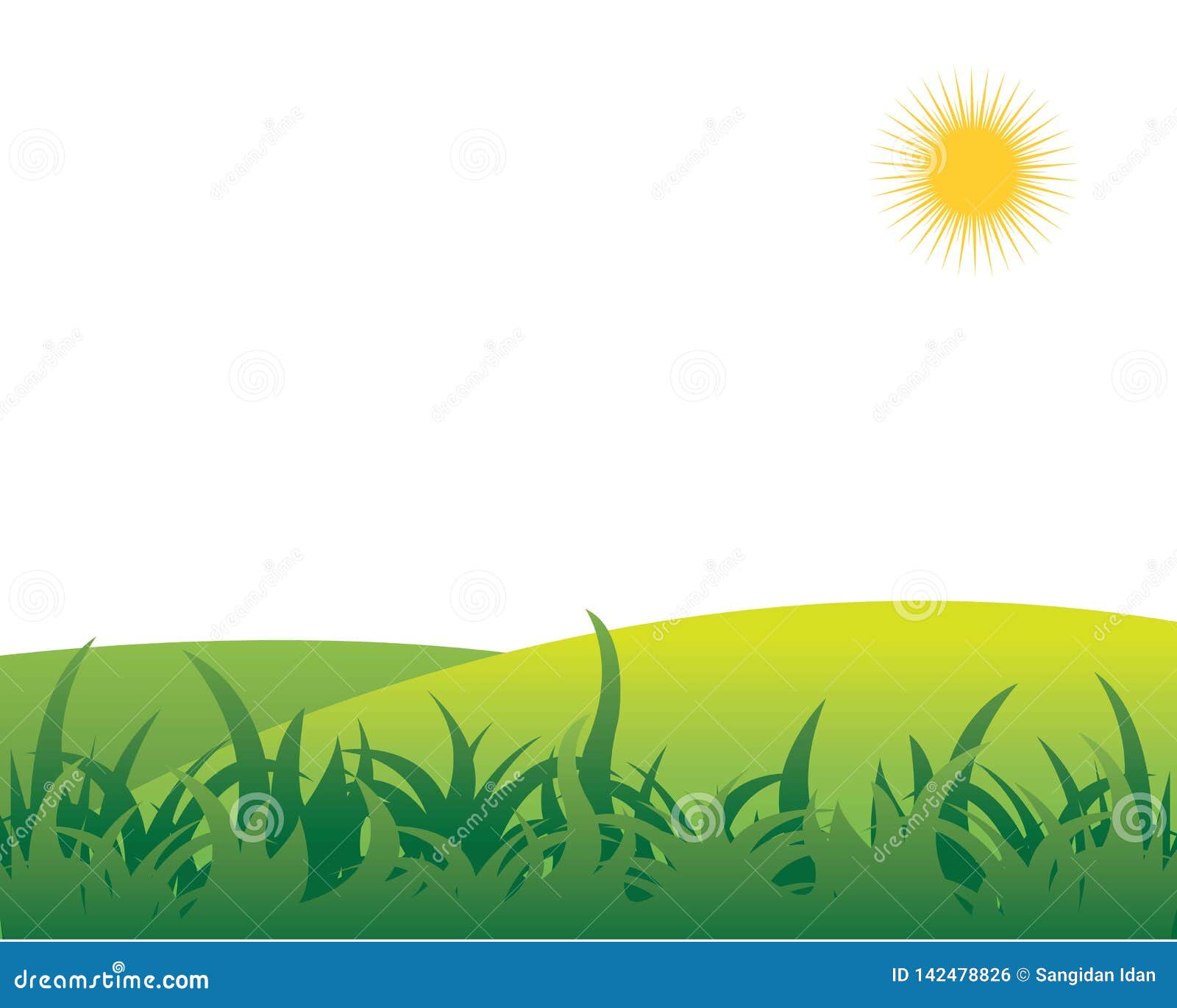 Grass Field Summer Vector Illustration Template Stock Vector ...