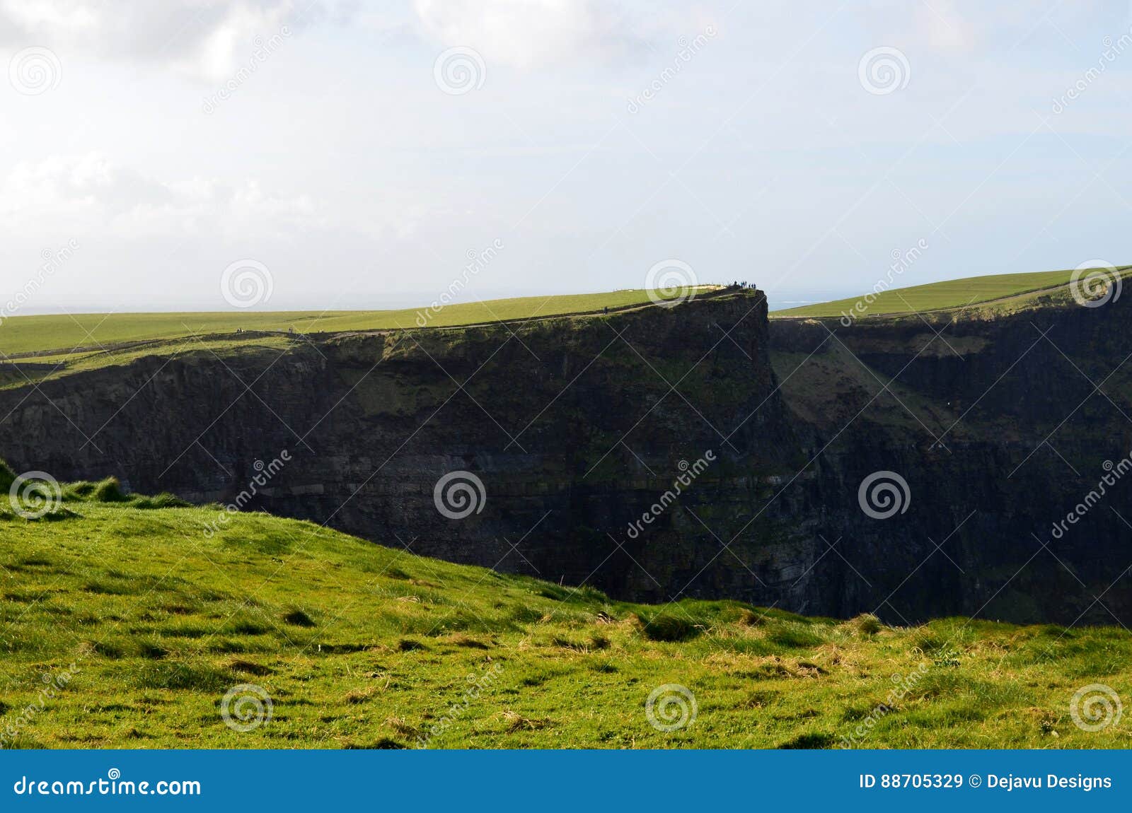 Grass Fields Surrounding the Cliff`s of Moher Stock Image - Image of ...