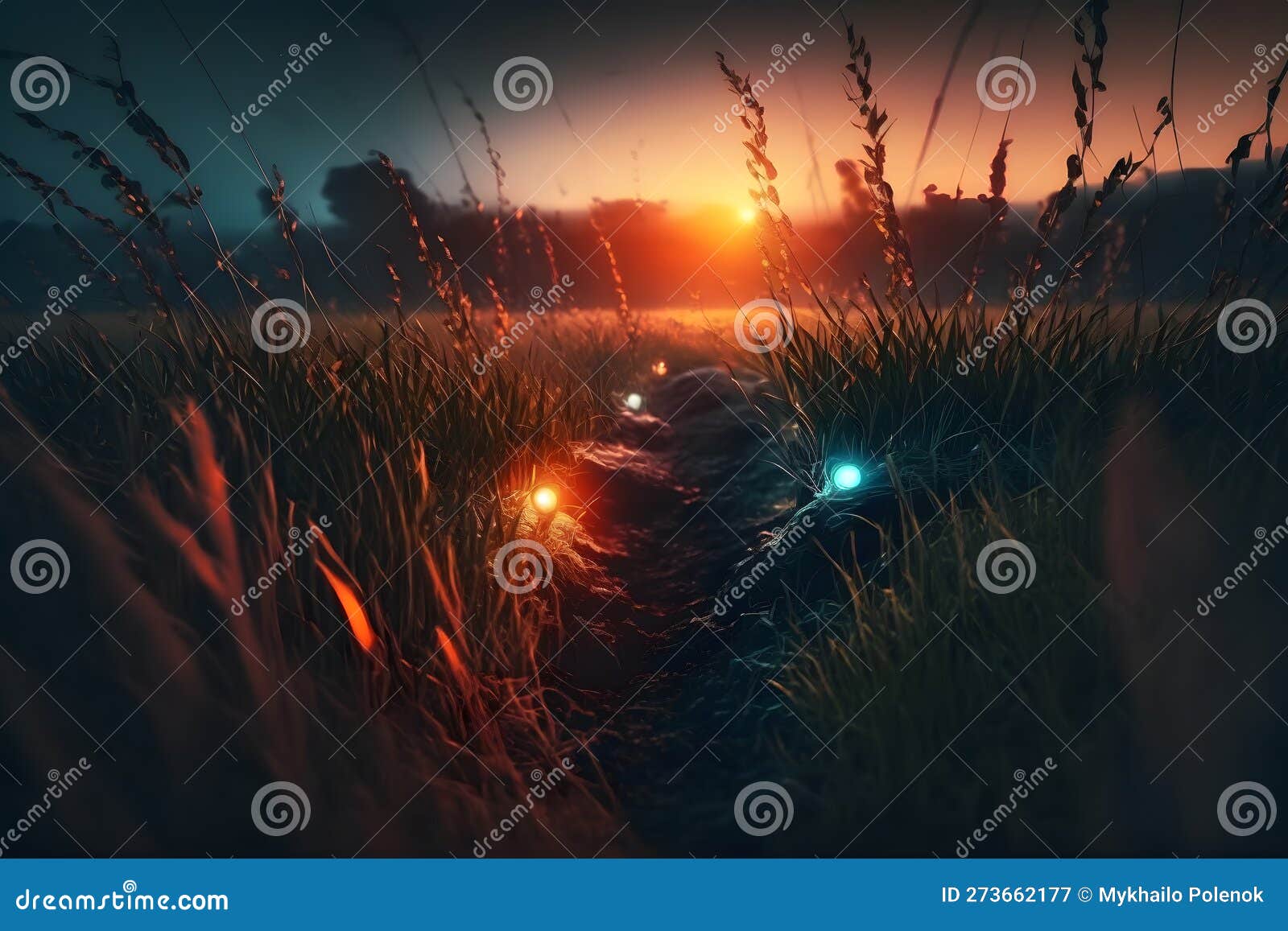 Grass Filled with Dew on a Sunrise Morning. Neural Network AI Generated ...