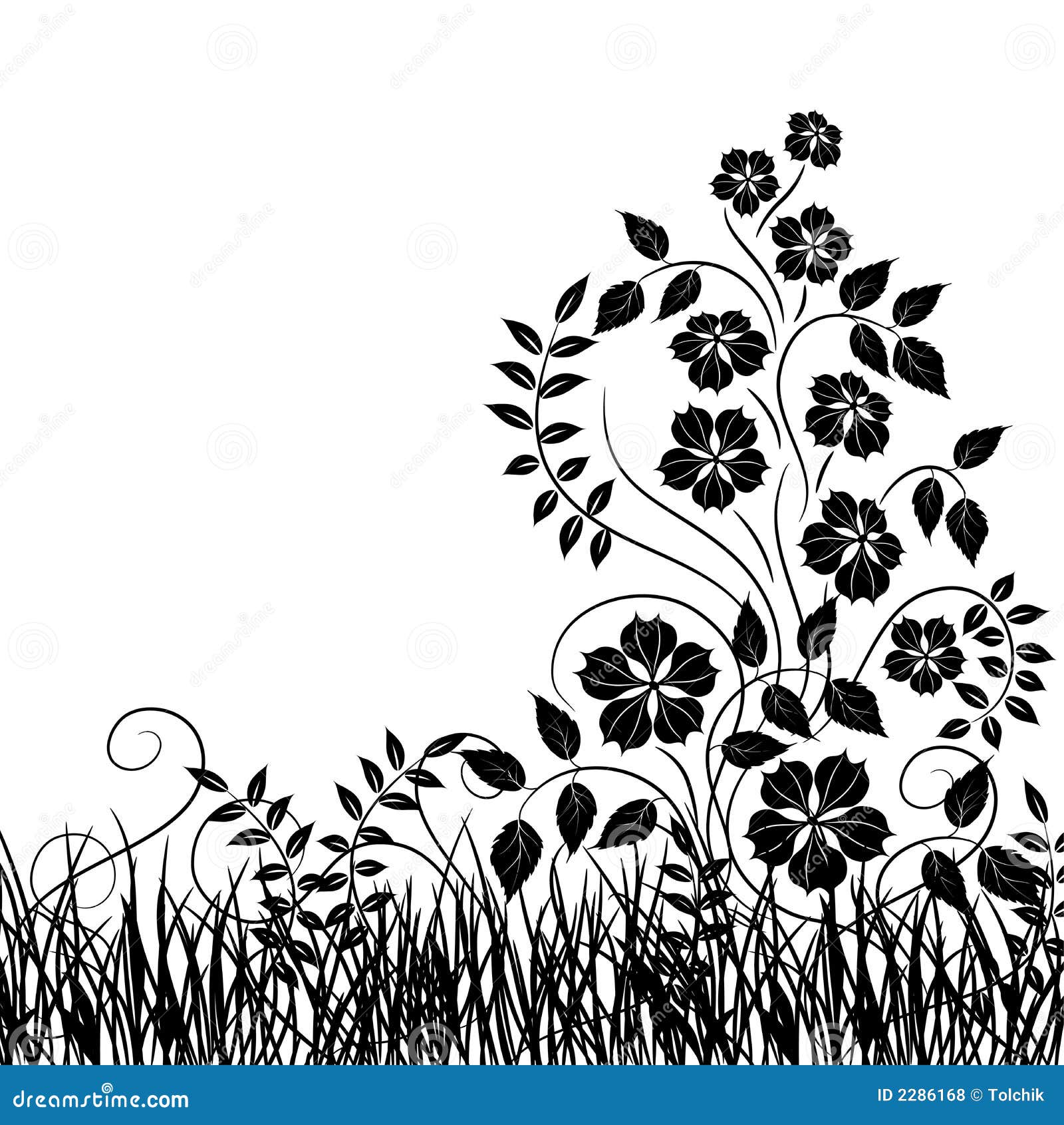 Grass and flower, vector stock vector. Illustration of abstract - 2286168
