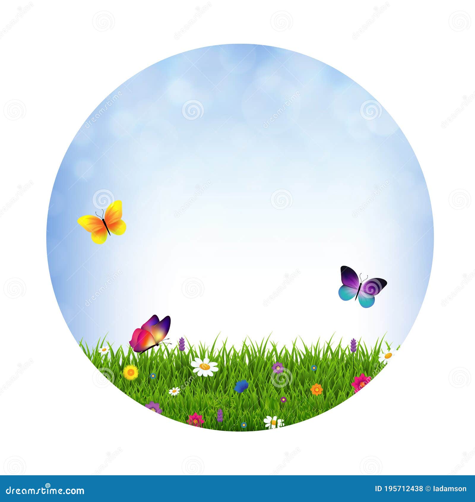 Grass and Flowers Ball stock vector. Illustration of blades - 195712438