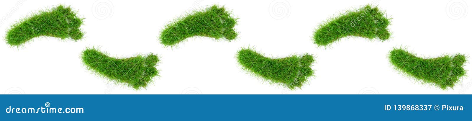 Grass Footprints on White Background Stock Image - Image of route ...