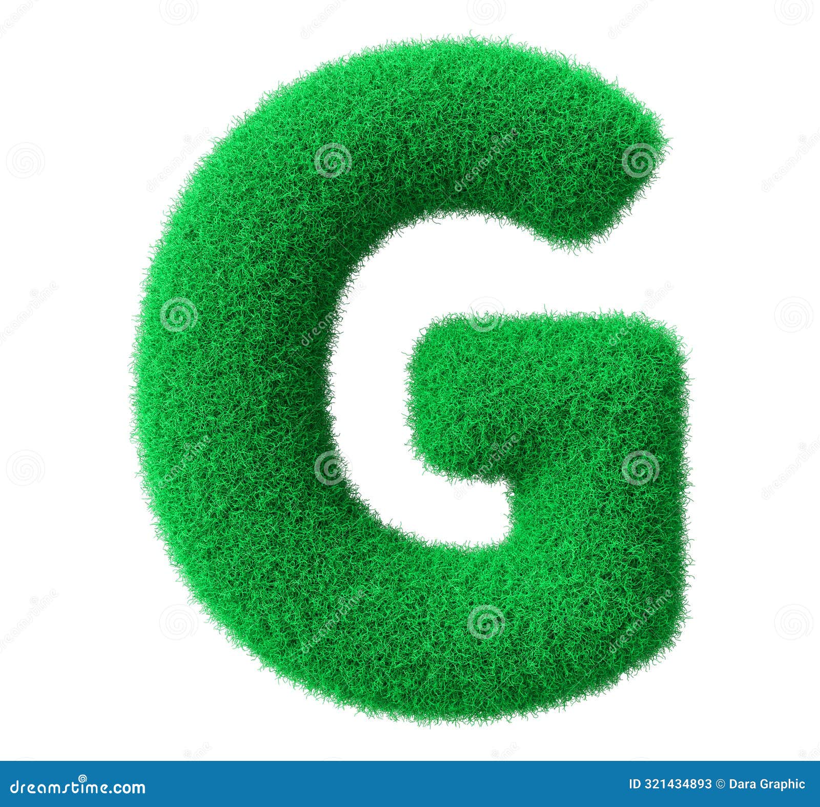 Grass G Font 3D Render with White Background Design Stock Illustration ...