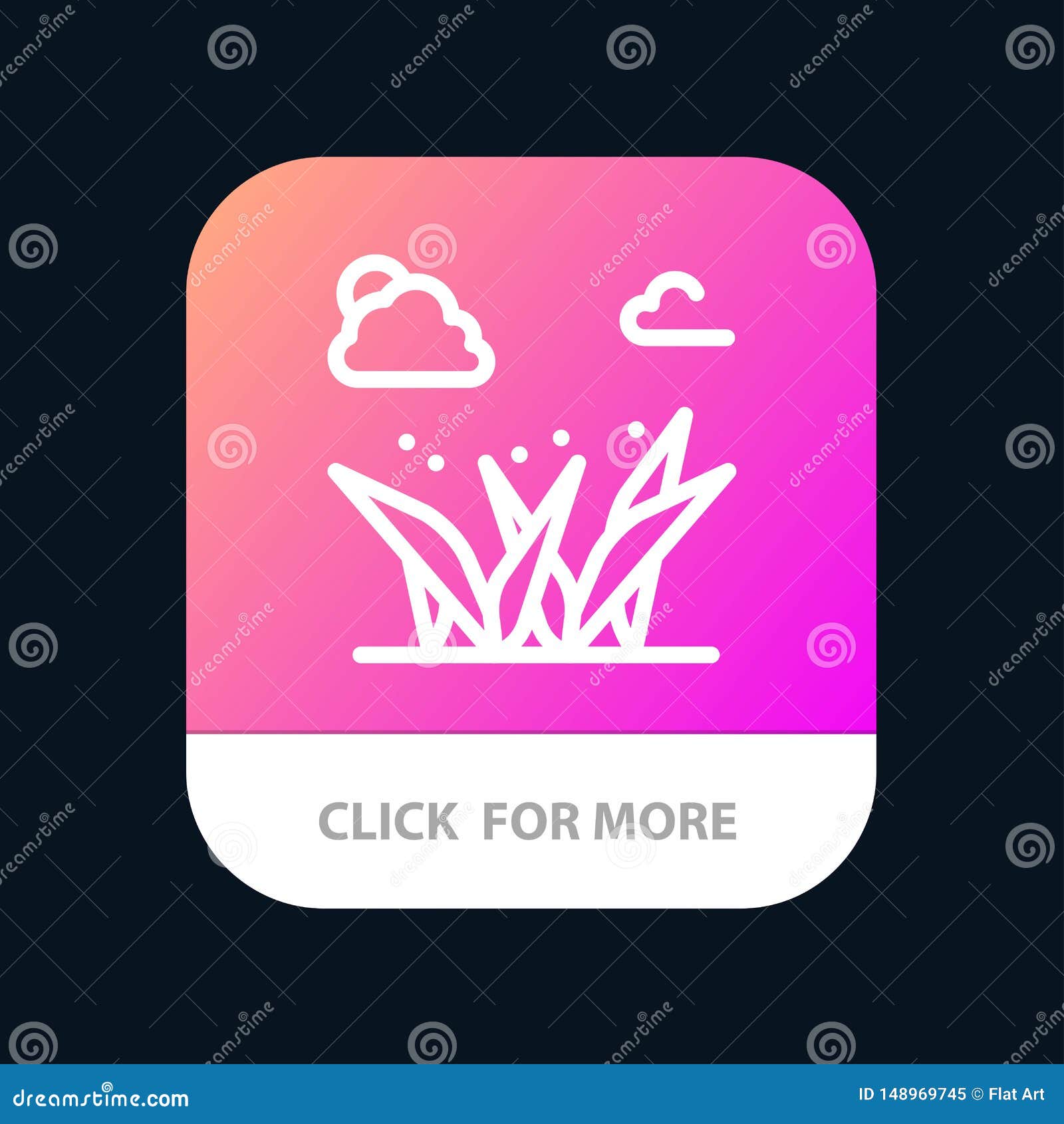 Grass Grasses Green Spring Mobile App Button Android And Ios Line Version Stock Vector