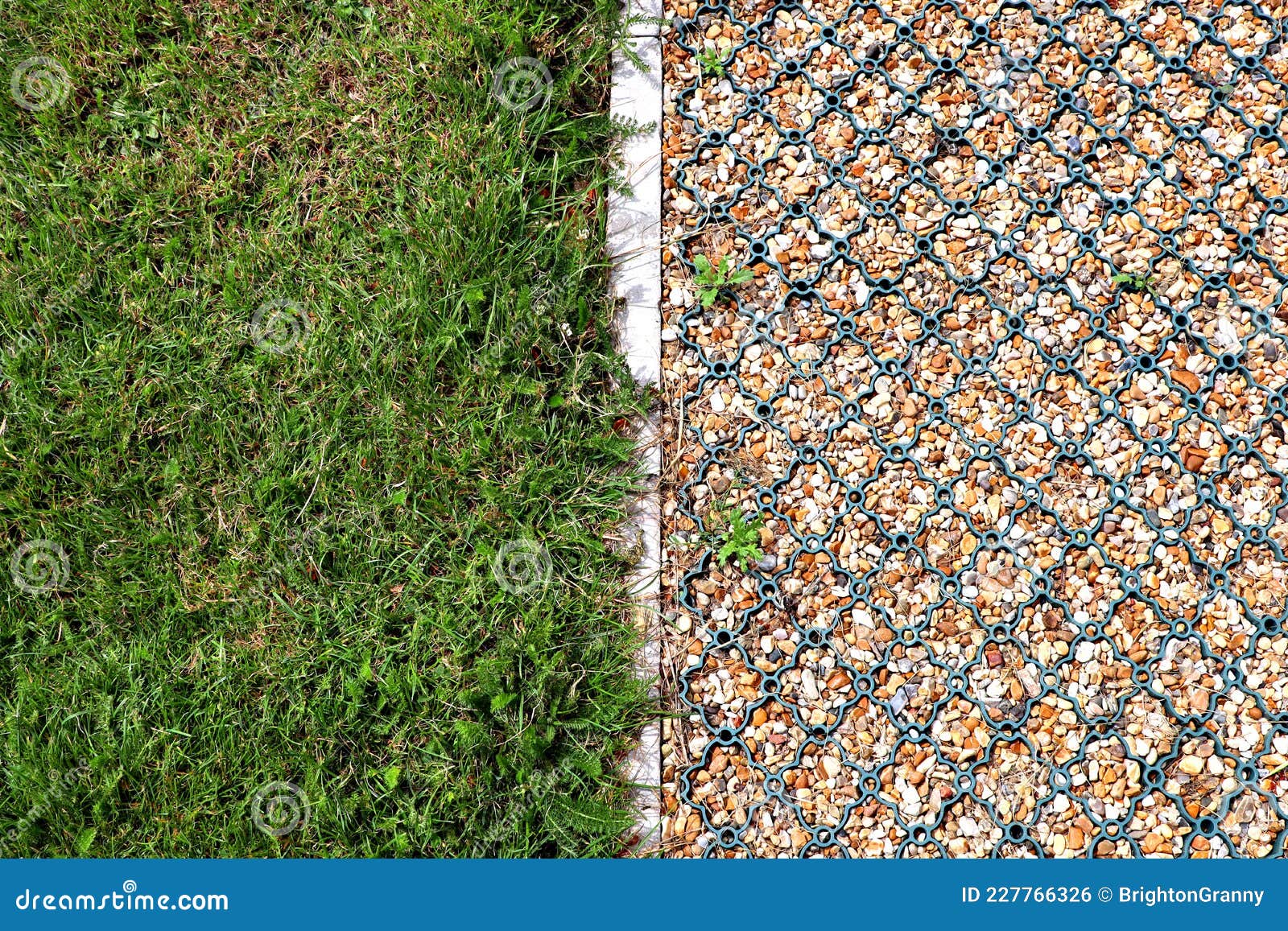 Grass and Gravel with Plastic Mesh Stock Photo - Image of background ...
