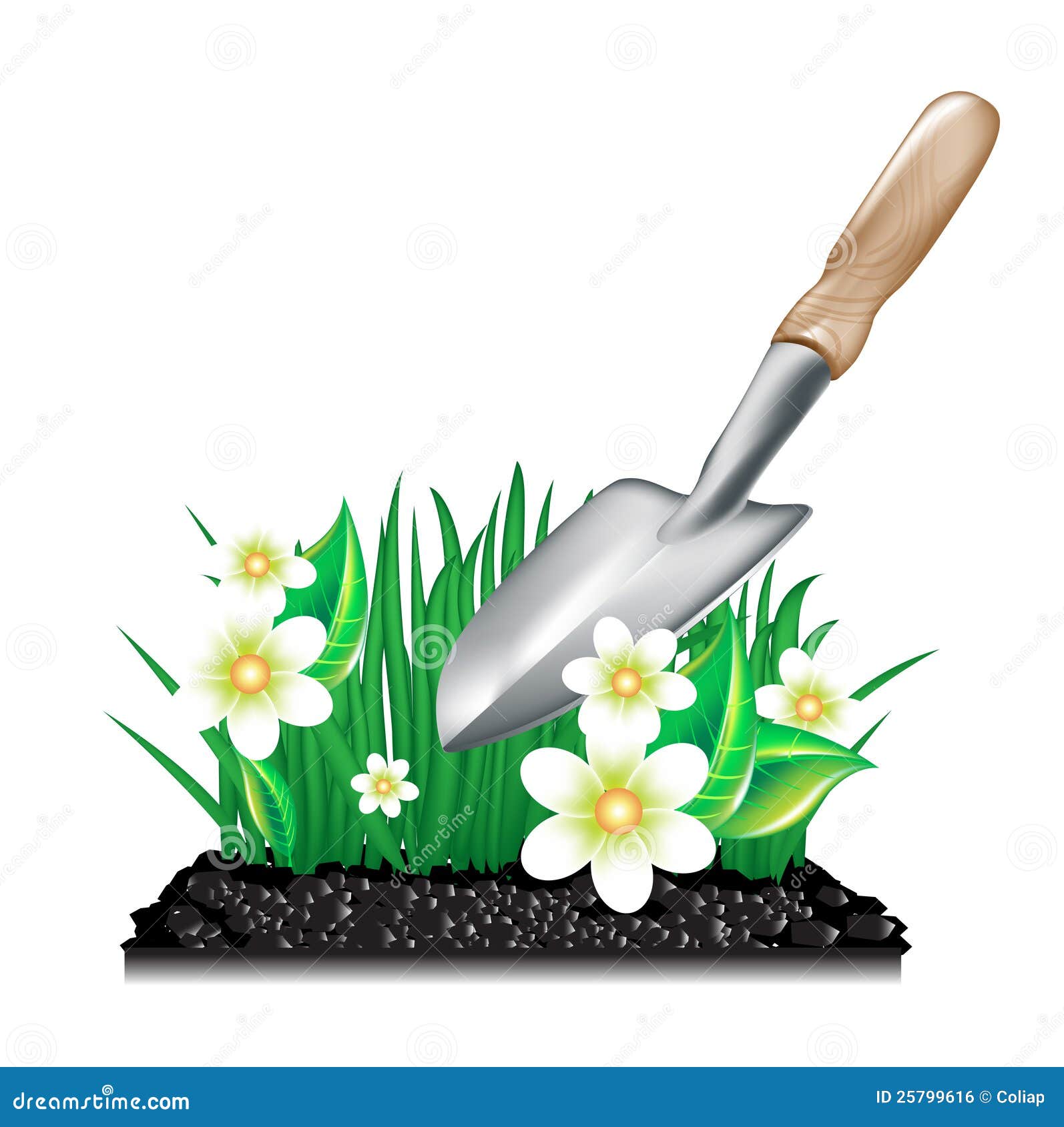 Grass with Ground and Garden Trowel Stock Vector - Illustration of ...