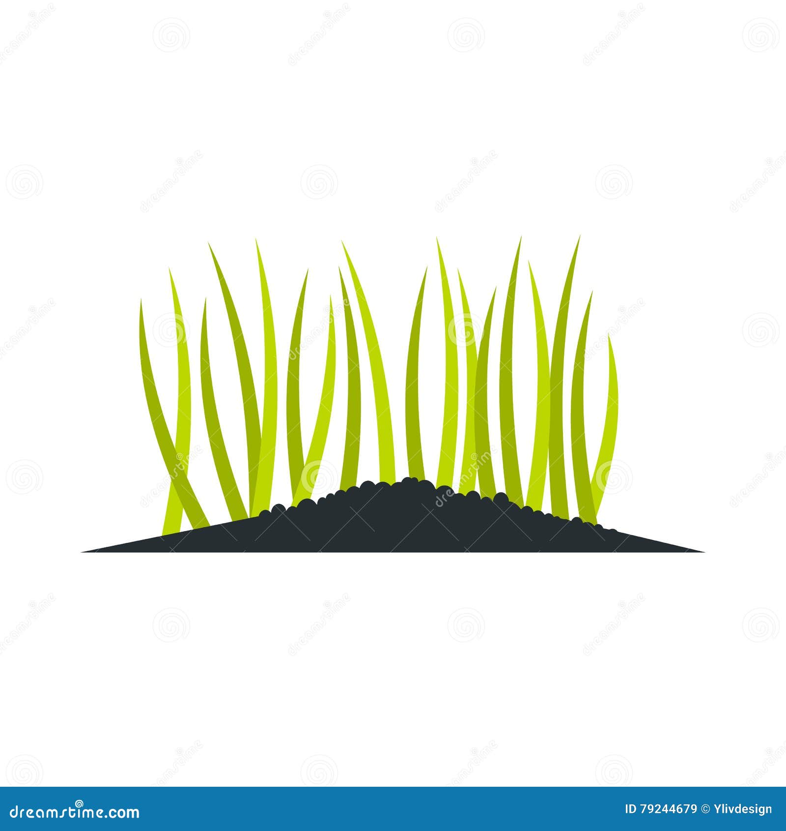 Grass on Ground Icon, Flat Style Stock Vector - Illustration of flat ...