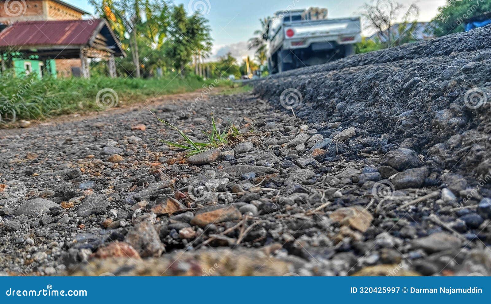 Grass that Grows Alone Amidst the Rocks on the Side of the Road Stock ...