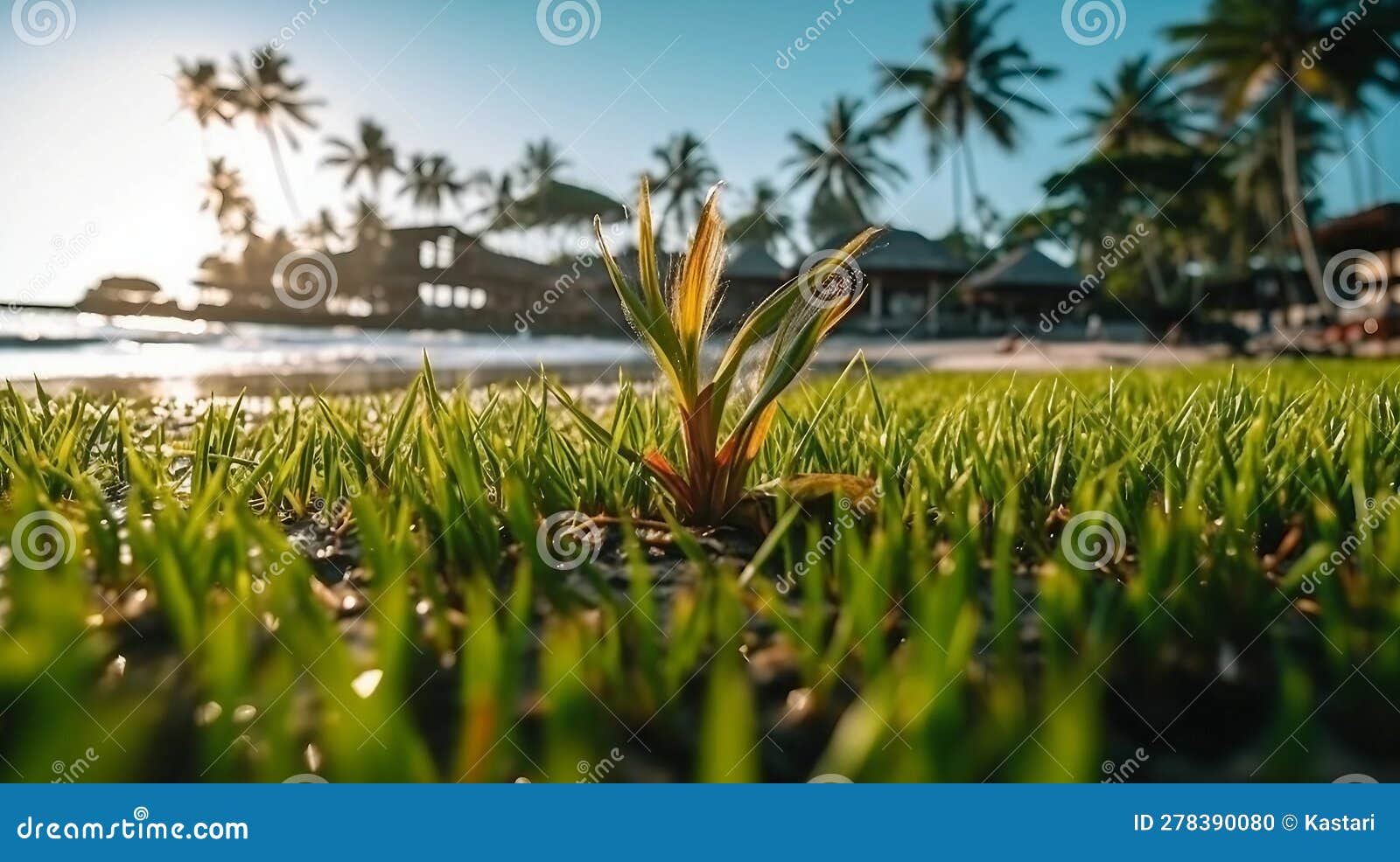 Grass that Grows Well in a Field Near the Beach Stock Illustration ...