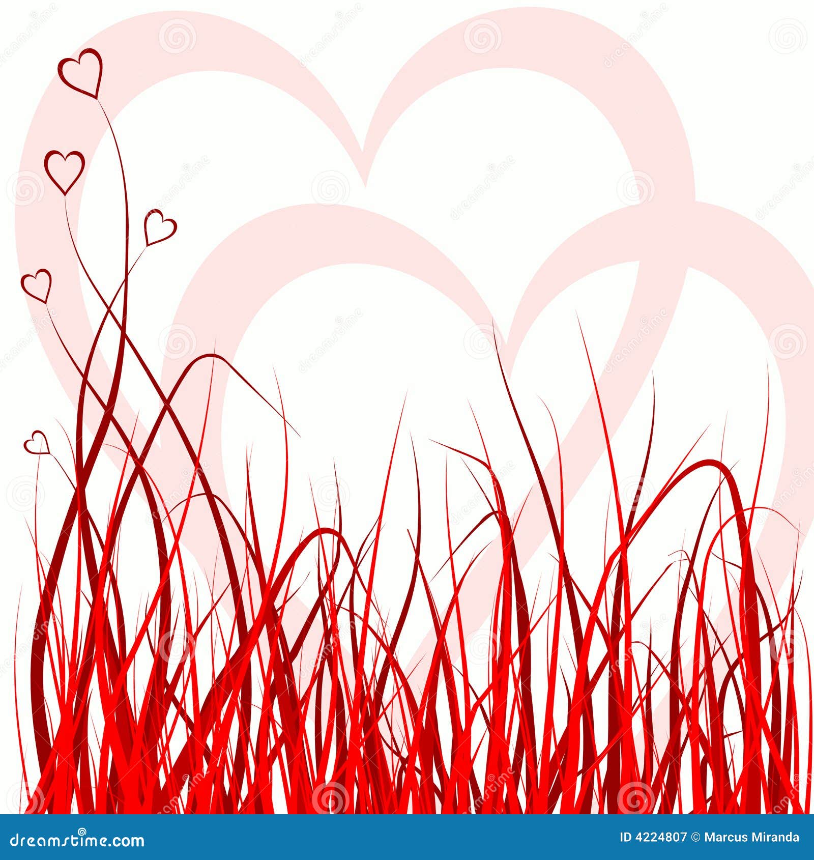 Grass and hearts stock vector. Illustration of design - 4224807