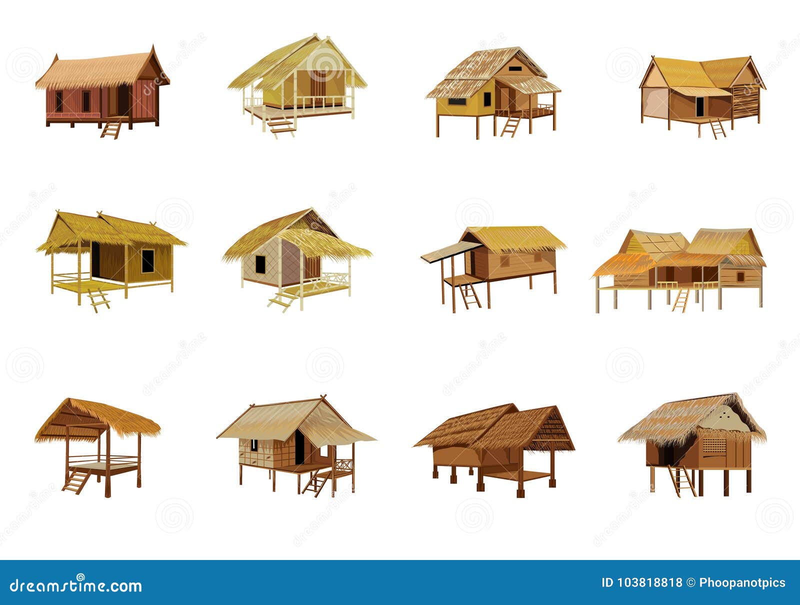 Grass hut stock vector. Illustration of grass, bamboo - 103818818