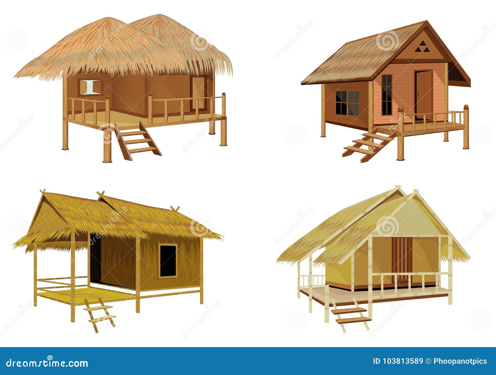Grass hut design stock vector. Illustration of wooden - 103813589