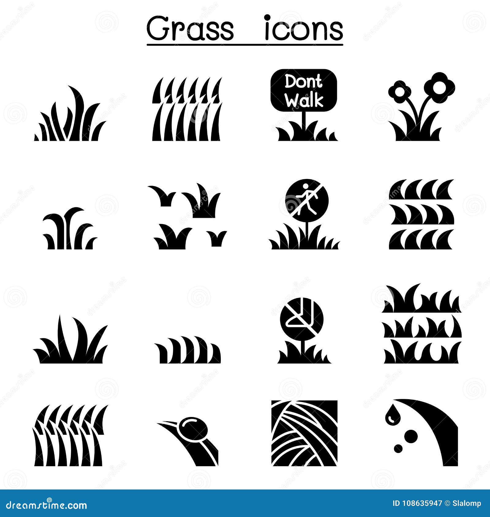 Grass icon set stock vector. Illustration of farm, backyard - 108635947