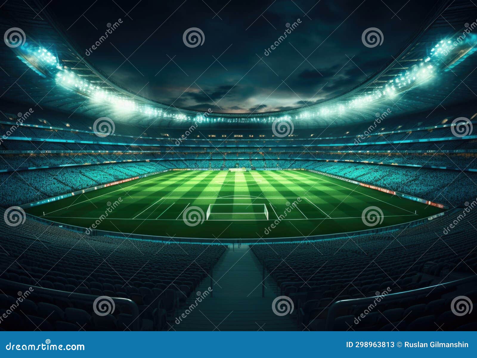 Grass Inside the Football Stadium Stock Image - Image of light, green ...