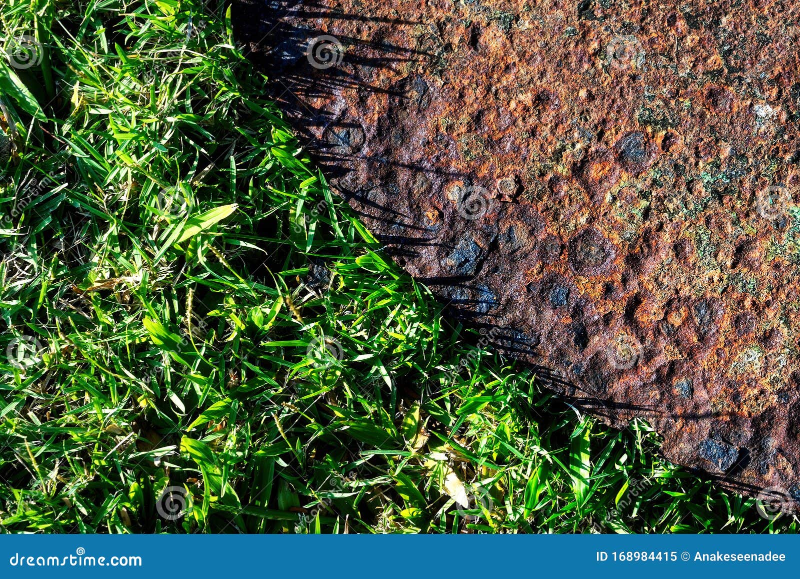 The Grass and the Iron is Rusty Stock Image - Image of industry, metal ...