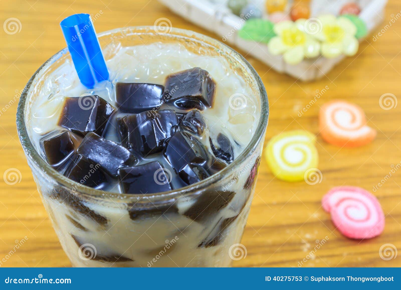 Grass jelly in glass stock image. Image of milk, colorful - 40275753