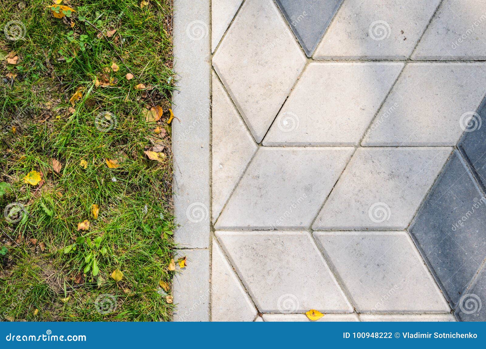 Paving Footpath with Grass stock photo. Image of brick - 100948222