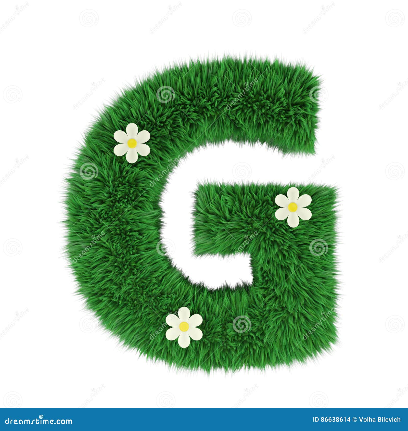 Grass Letter G Isolated on White. 3d Render Stock Illustration ...