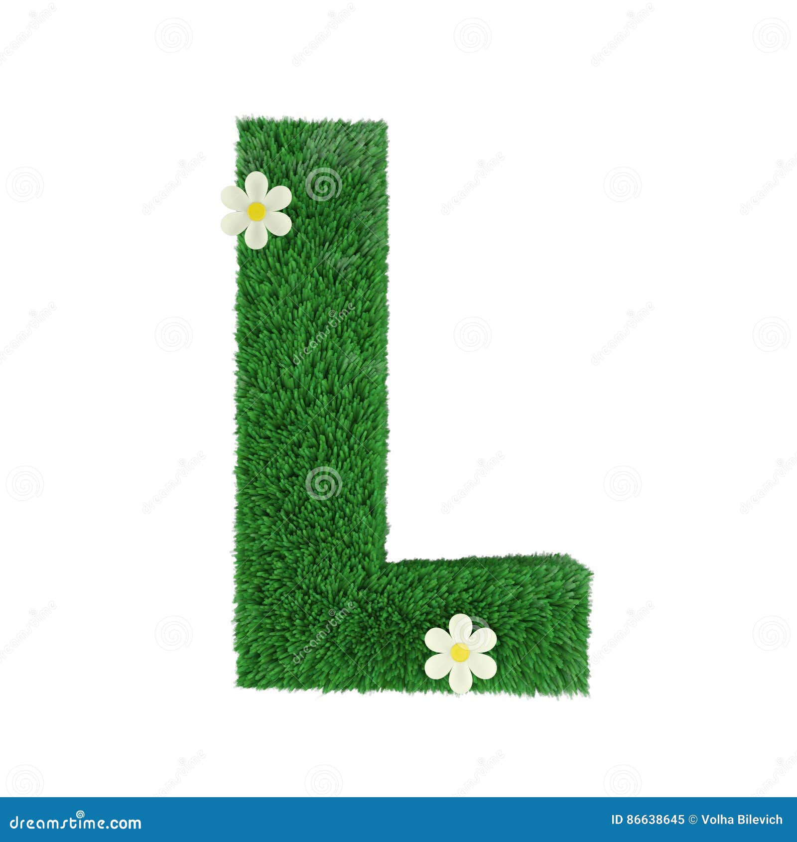 Grass Letter L Isolated on White. 3d Render Stock Illustration ...