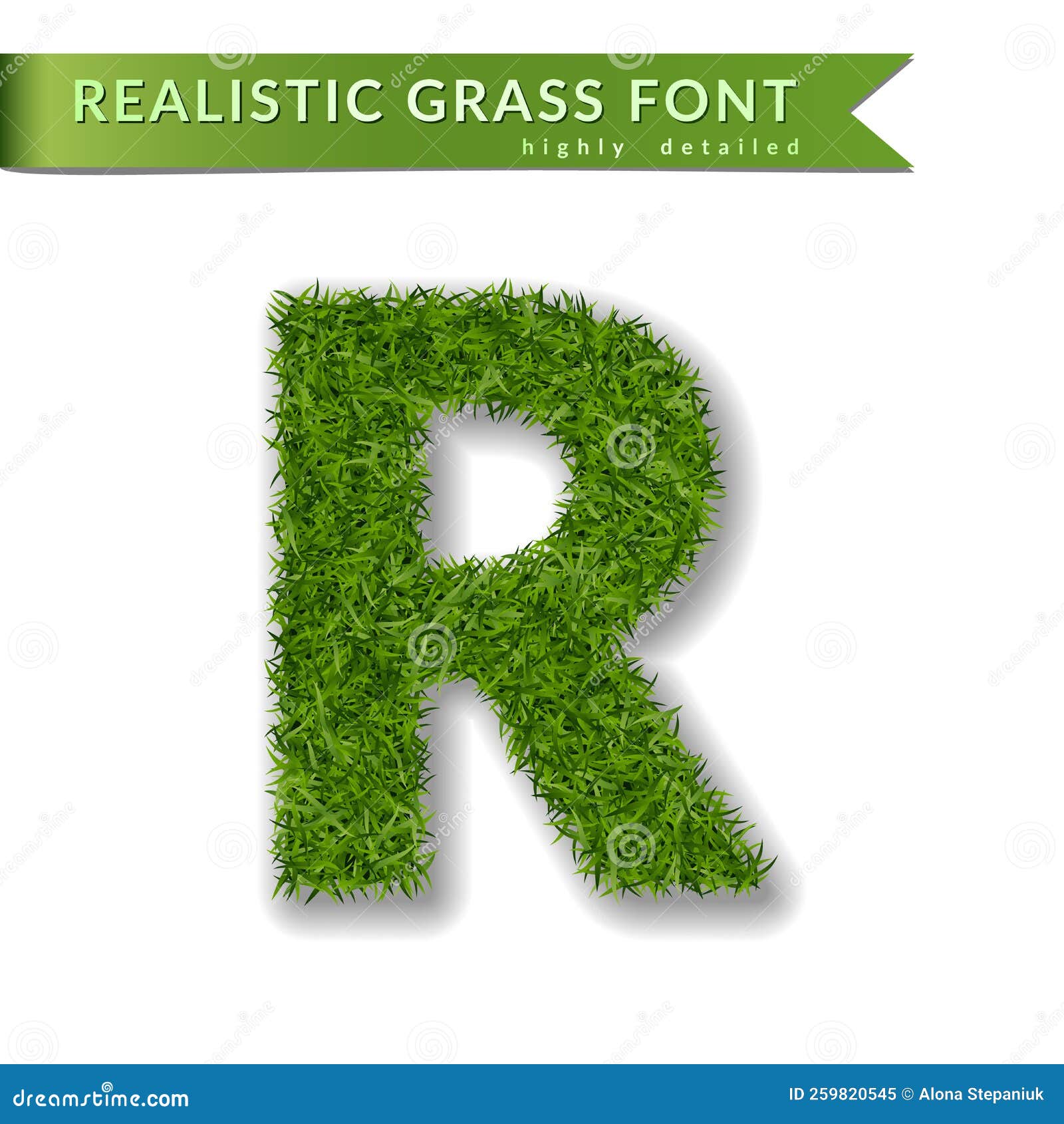 Grass Letter R Alphabet 3d Design Capital Letter Text Green Font Isolated White Background