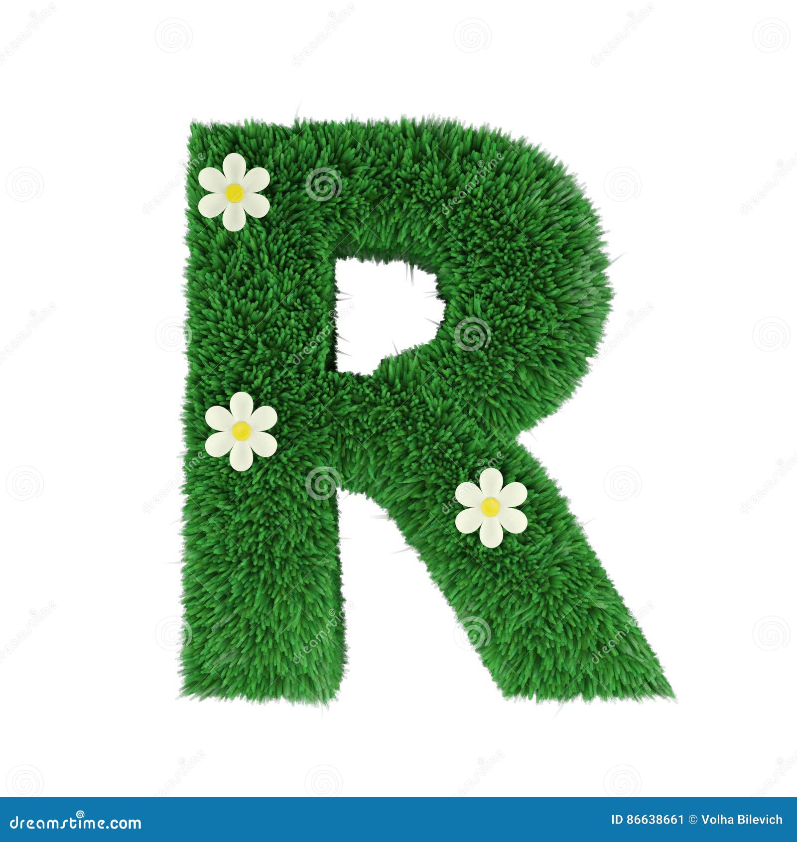 Grass Letter R Isolated on White. 3d Render Stock Illustration ...