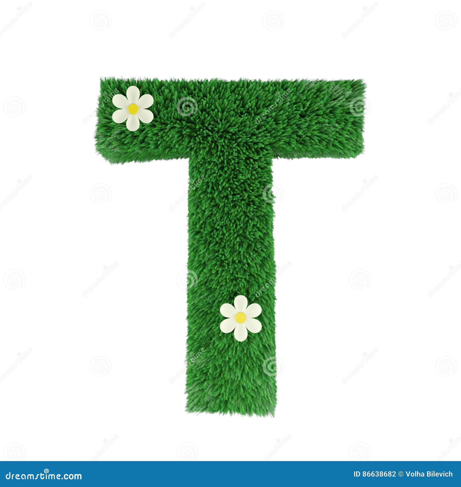 Grass Letter T Isolated on White. 3d Render Stock Illustration ...