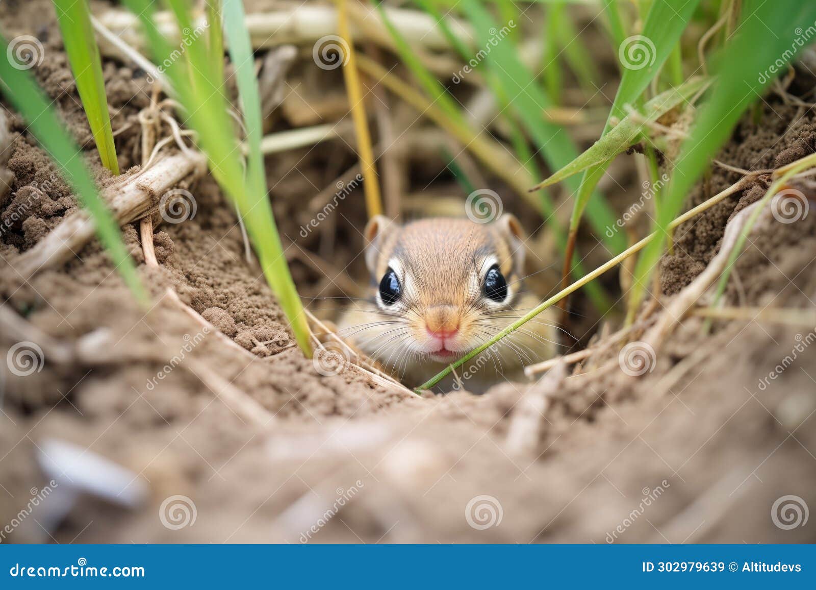 Grass-lined Chipmunk Nest within the Burrow Stock Illustration ...