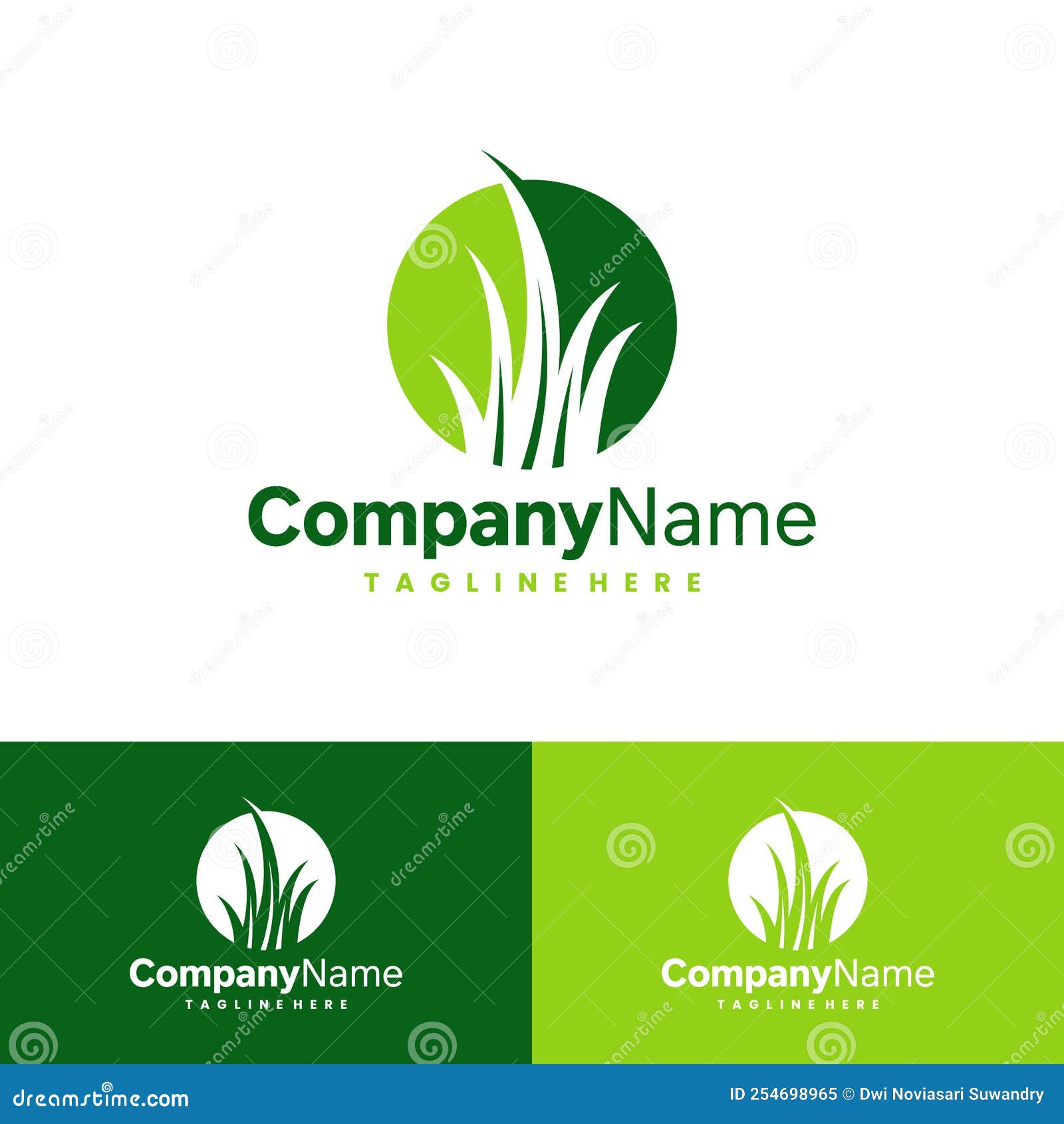 Natural Lush Grass Growth Logo Design Combination Concept Stock Vector ...