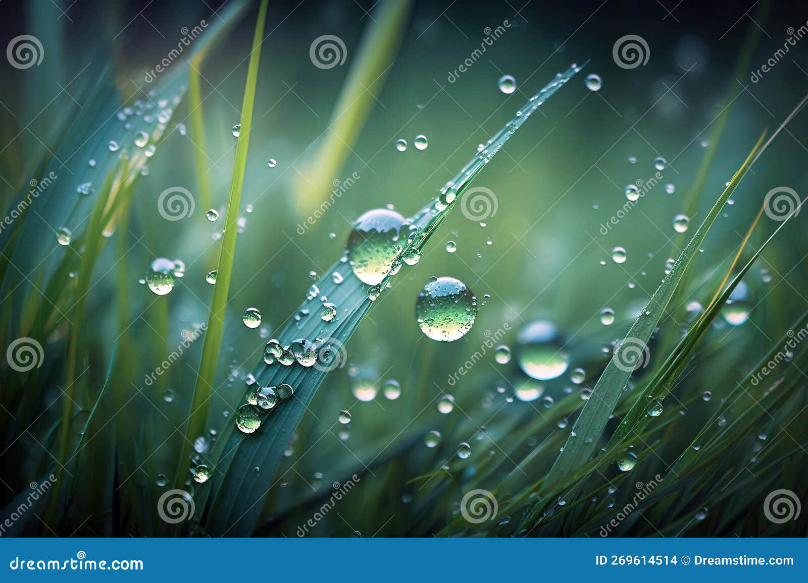 Grass Macro Close Up Shot with Dewdrops on it. Stock Illustration ...