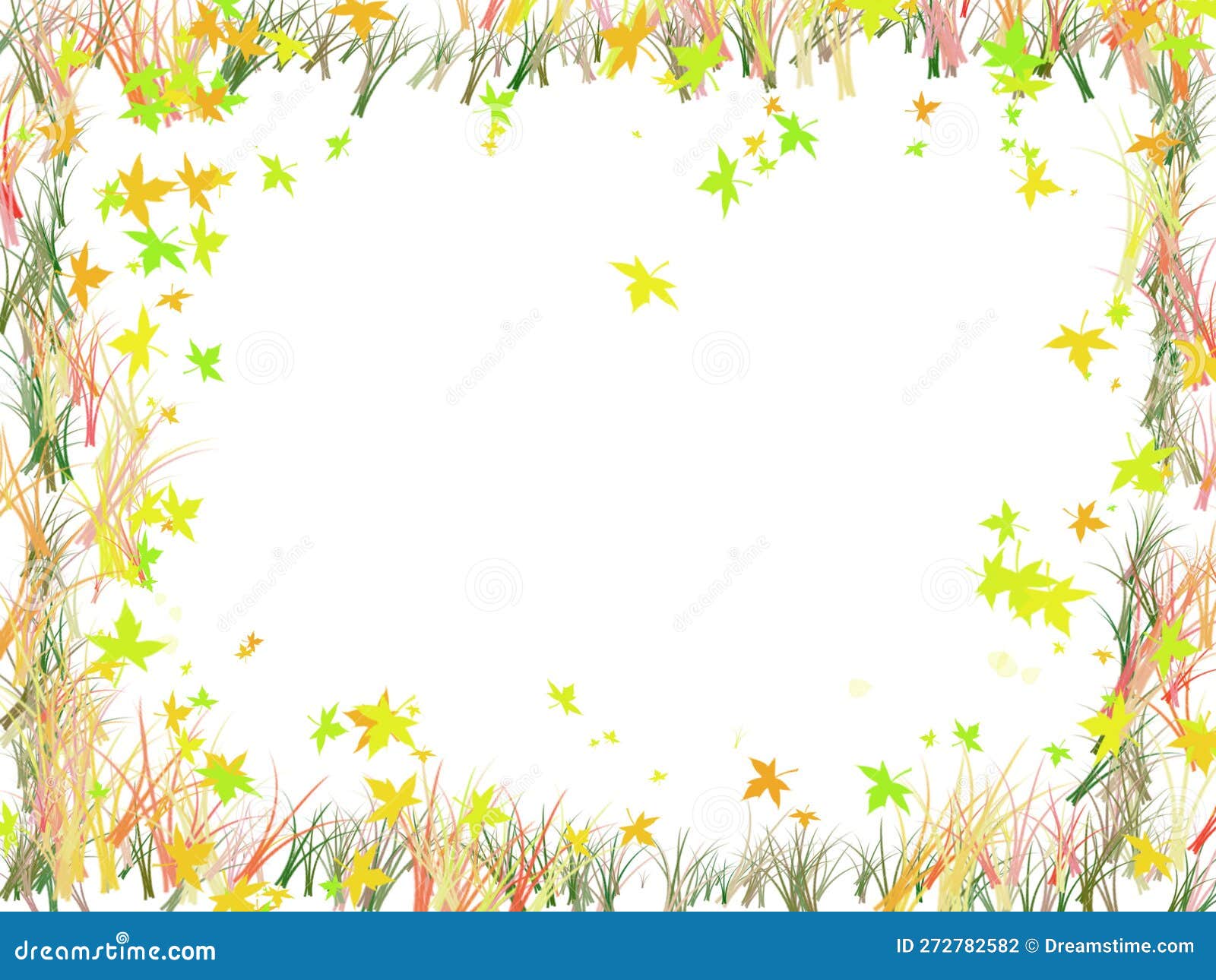 Grass and Maple Leaf Frame for Background with Copyspace. Autumn ...