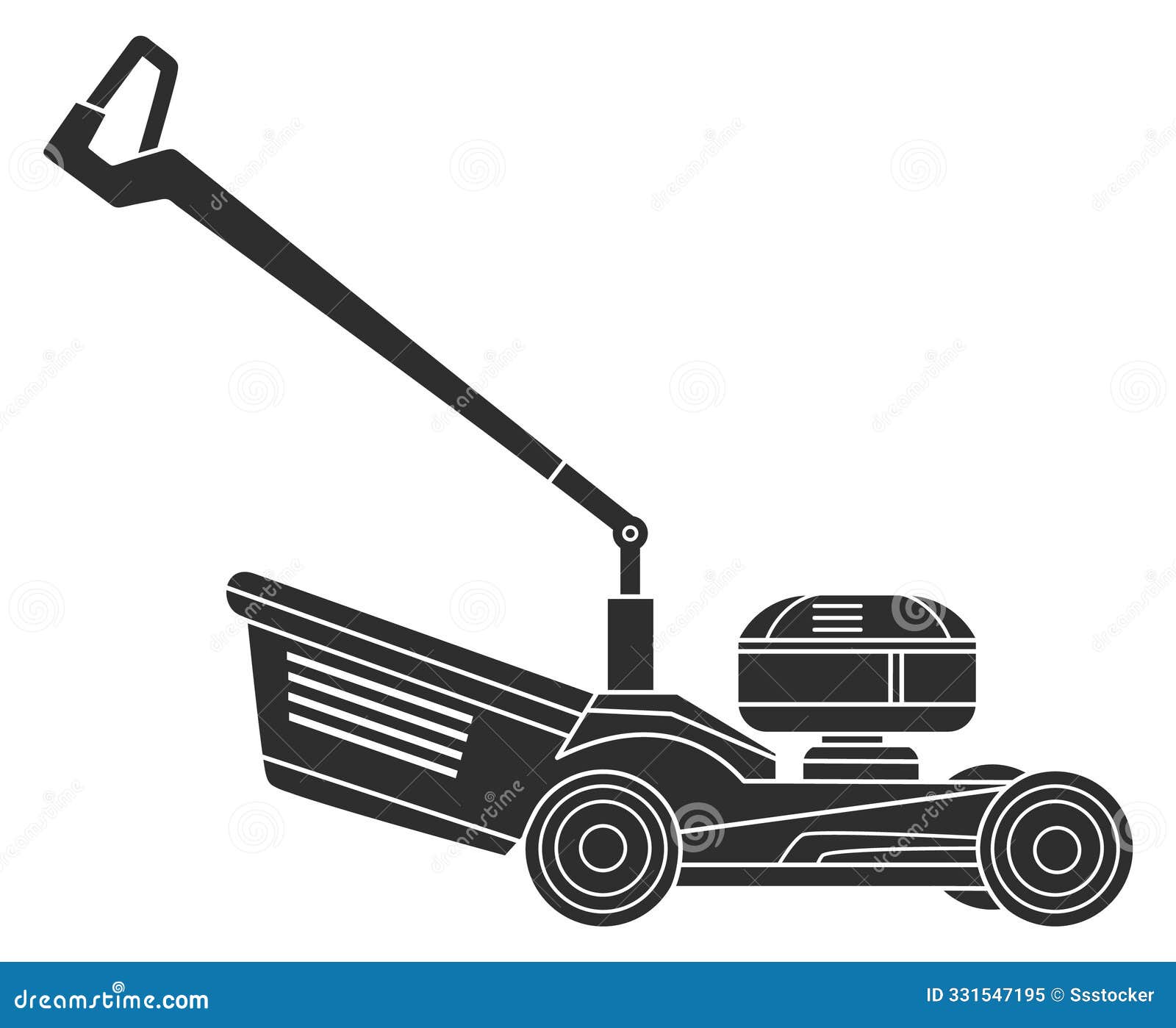 Grass Mower Black Icon. Lawn Cutting Machine Stock Illustration ...