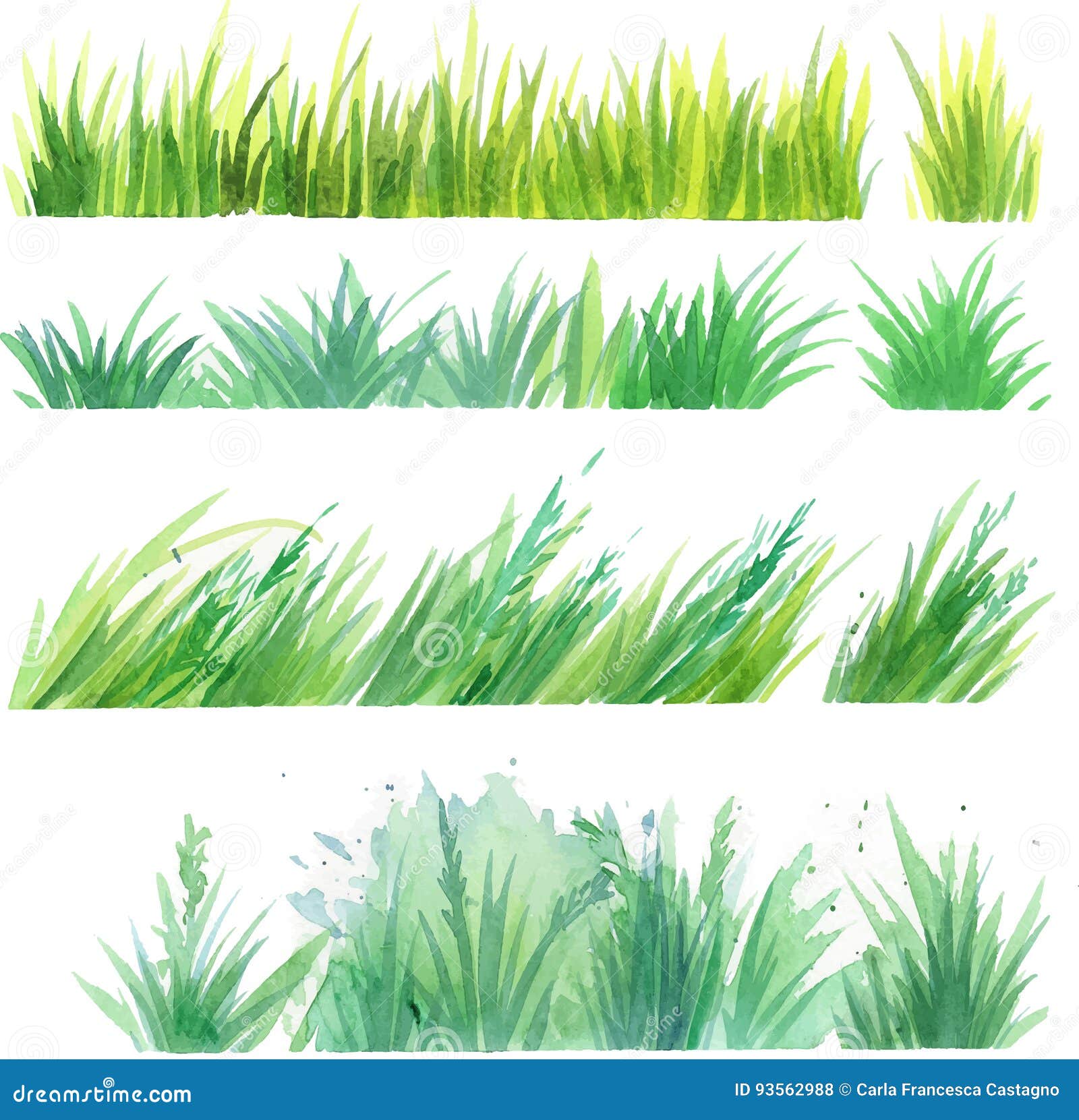 Grass Painted Elements Vector Stock Vector - Illustration of ...