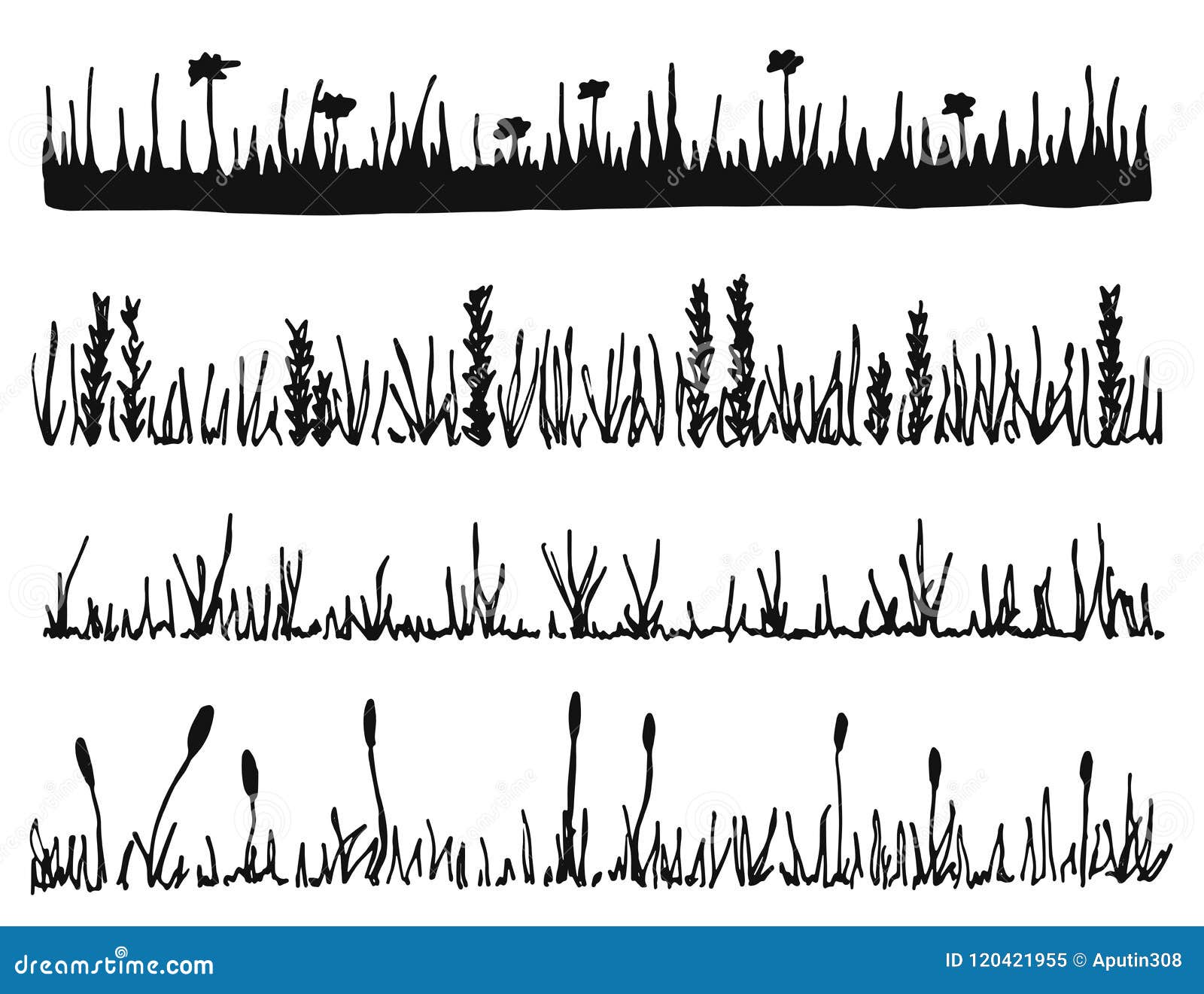 Grass and Plants Vector. Lawn Isolated Stock Vector - Illustration of ...