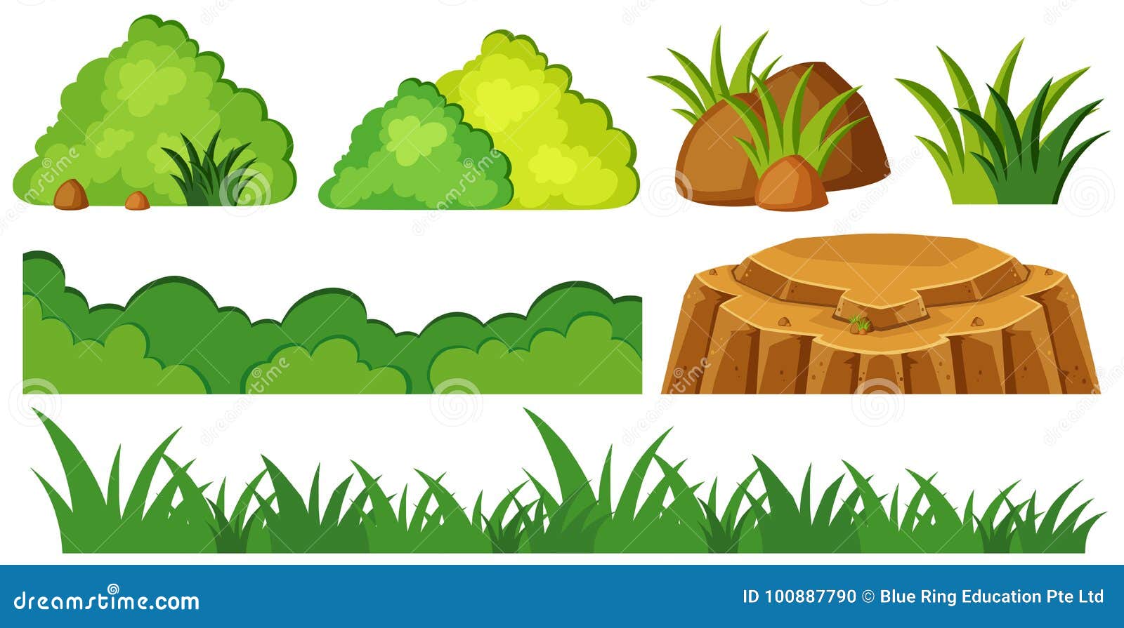 Grass and rocks in garden stock vector. Illustration of isolated ...