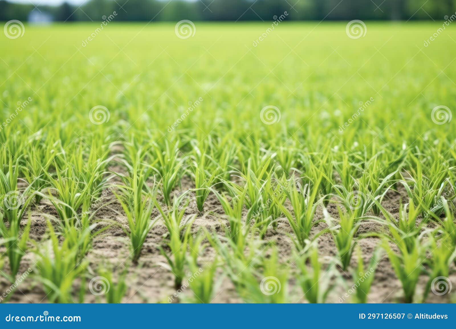 Grass seeding in a field stock image. Image of farming - 297126507