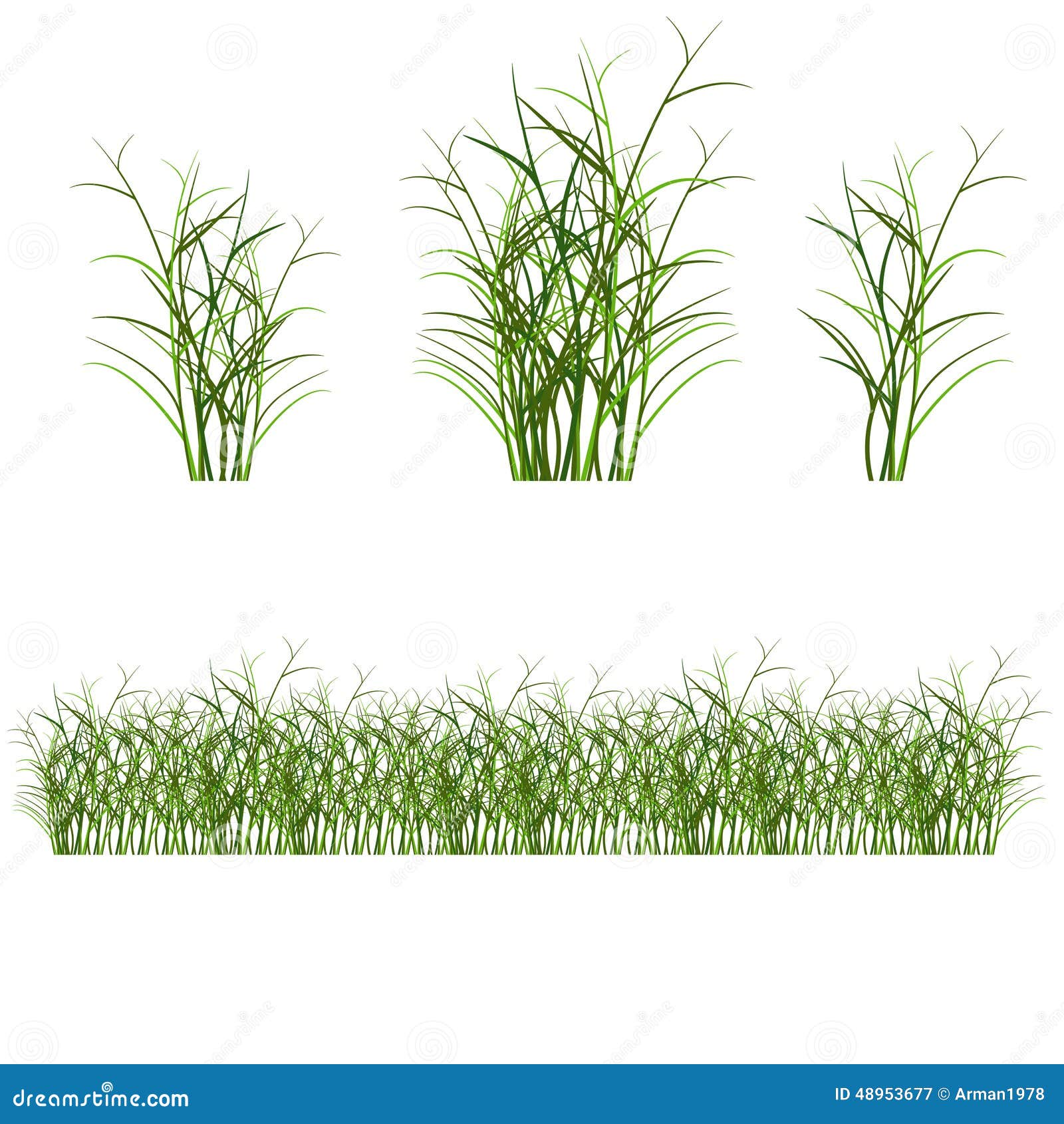 Grass, Shrubs. A Set Of Various Types Of Grass. Cartoon Vector ...