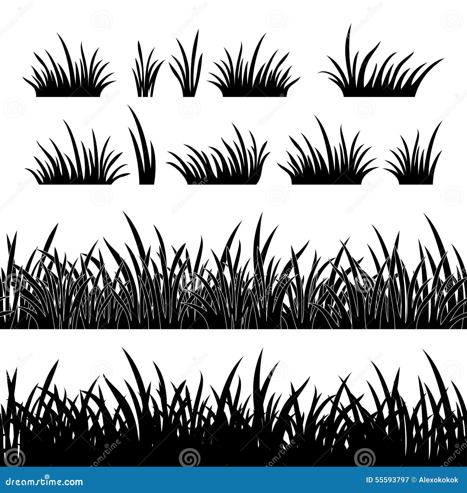 Grass Silhouette. Green Horizontal Border. Meadow Symbol Vector ...
