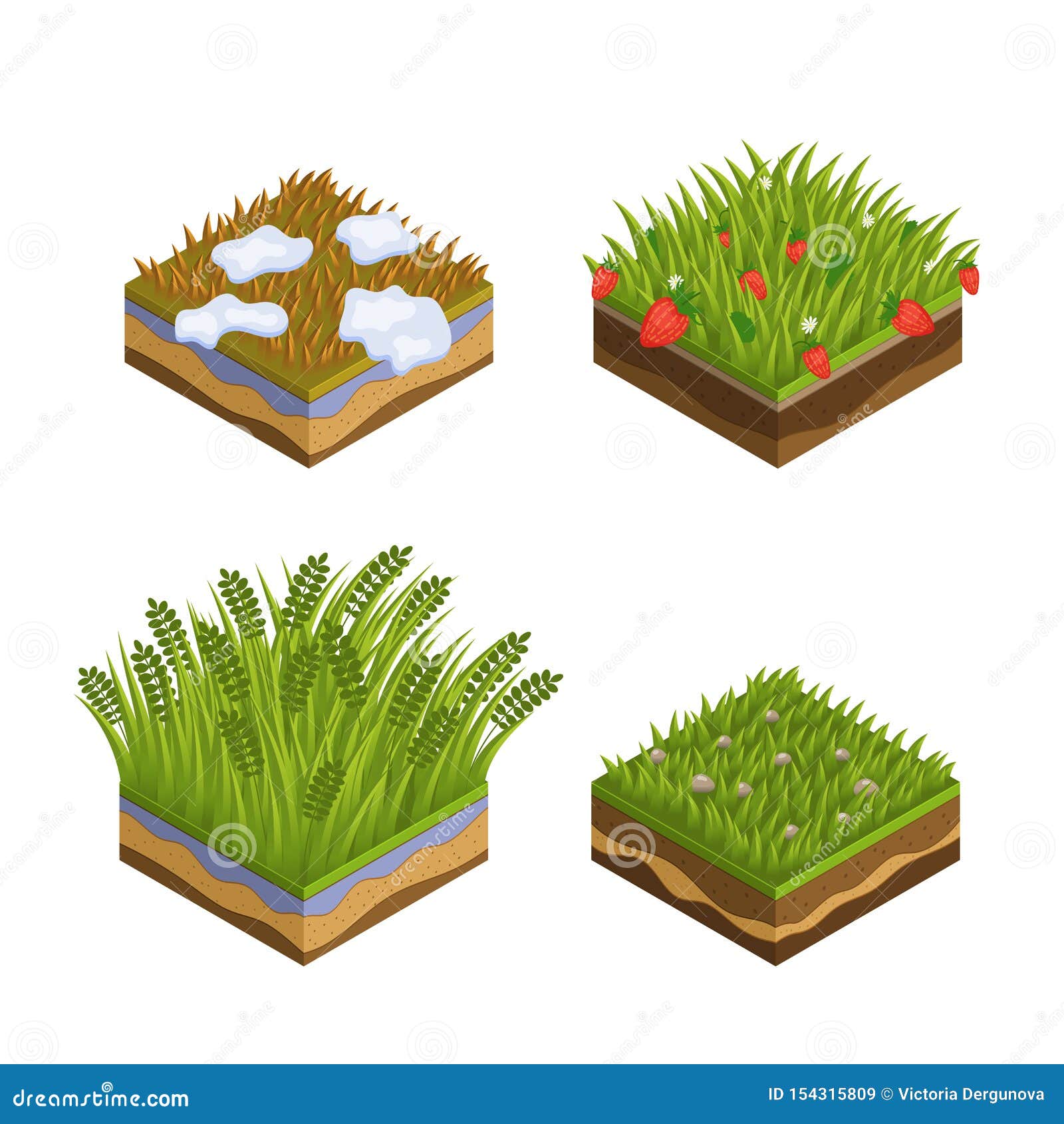 Grass, Soil Tile Layers Isometric Stock Vector - Illustration of place ...
