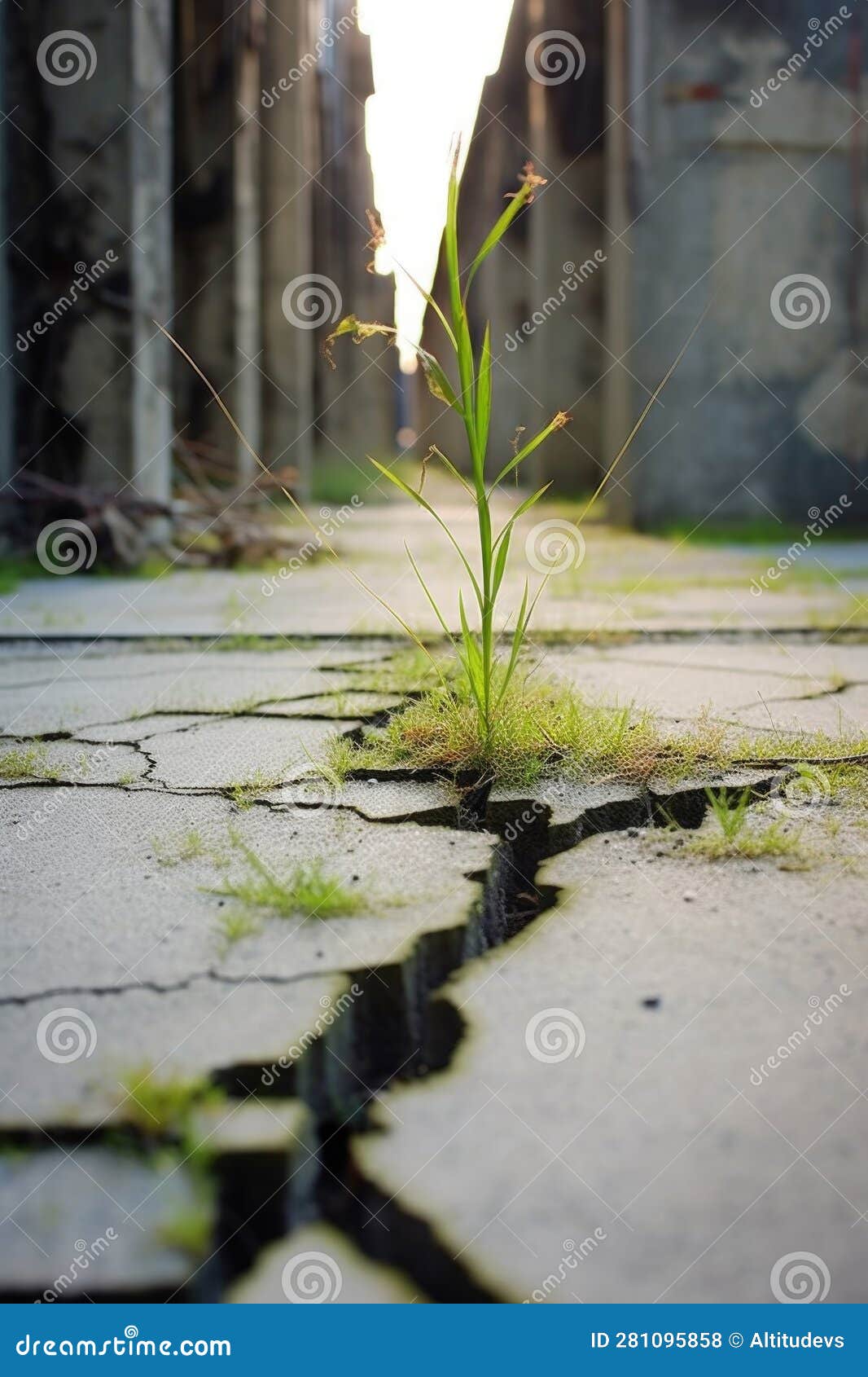 Grass Sprouting through Cracked Concrete Stock Illustration ...