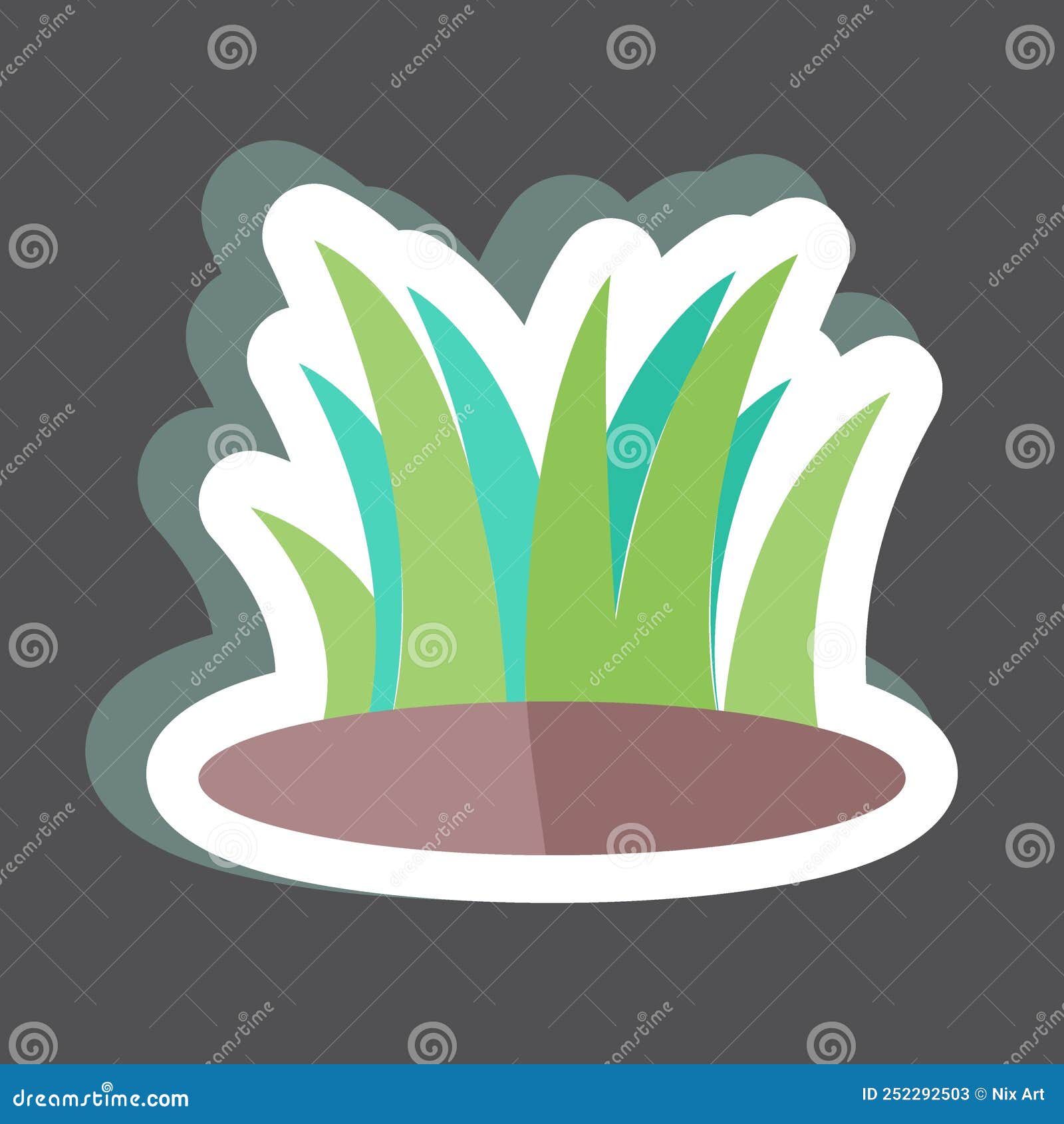 Grass Sticker in Trendy Isolated on Black Background Stock Illustration ...