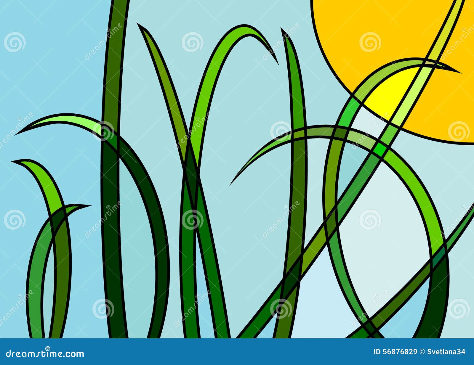 Grass and sun. stock vector. Illustration of pattern - 56876829