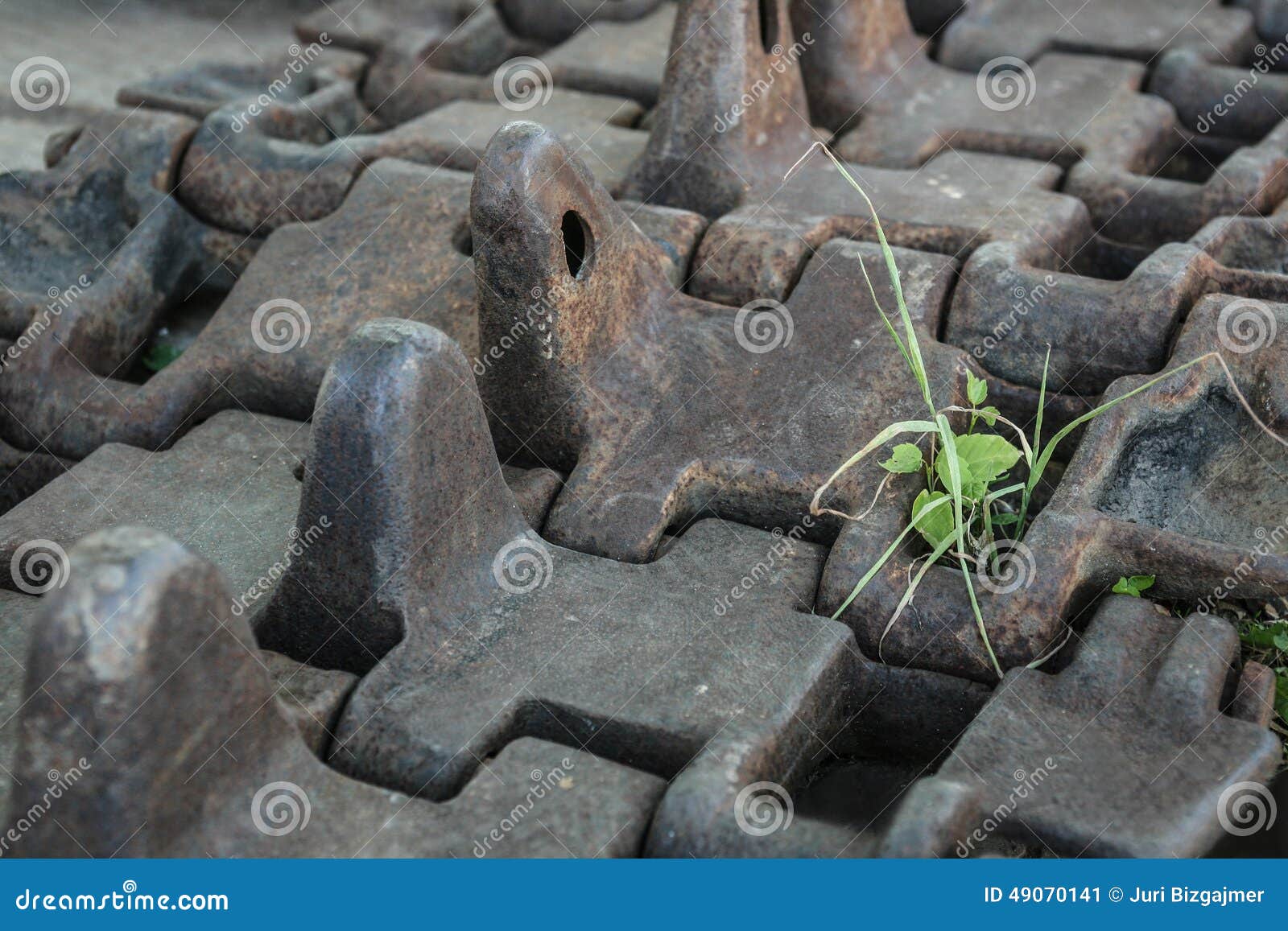 Grass On Tank Track Stock Image Image Of Former Industrial 49070141