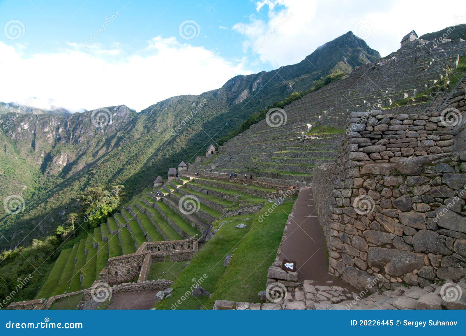 Grass Terraces at Machu Picchu Stock Image - Image of buildings ...