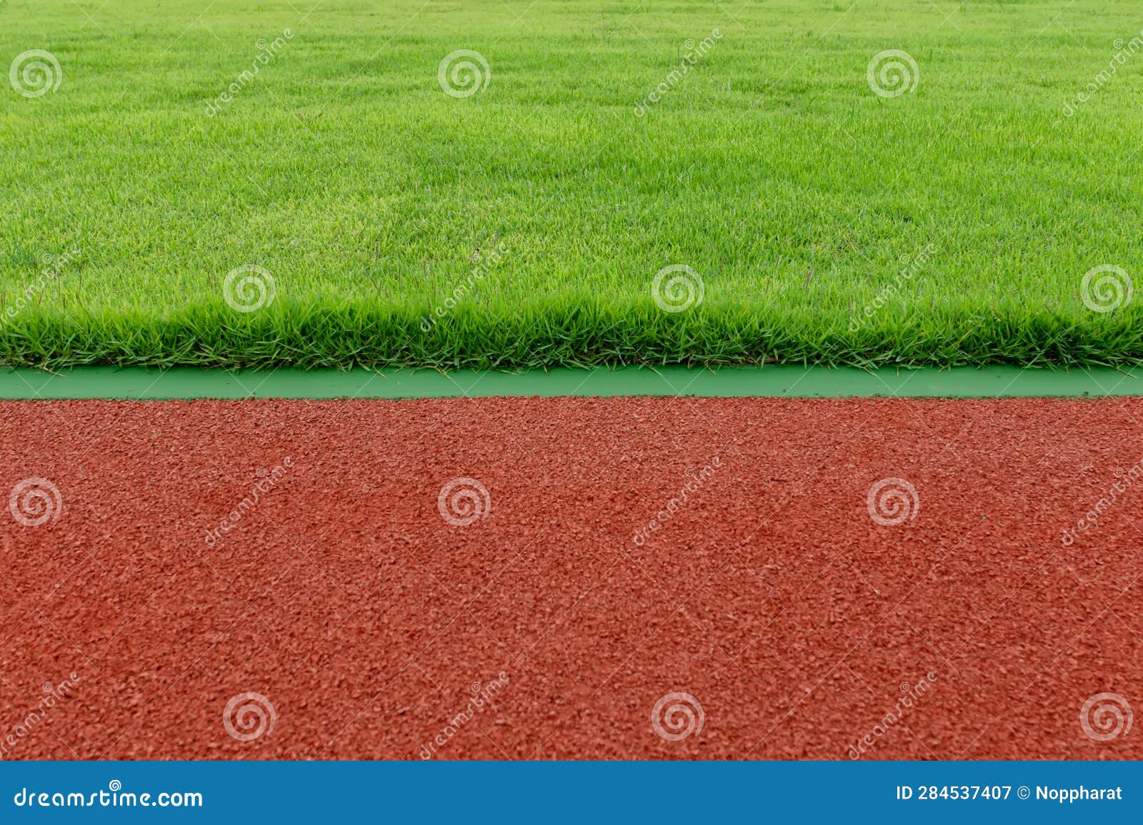 The Grass and Treadmill in the Stadium Stock Image - Image of colorful ...