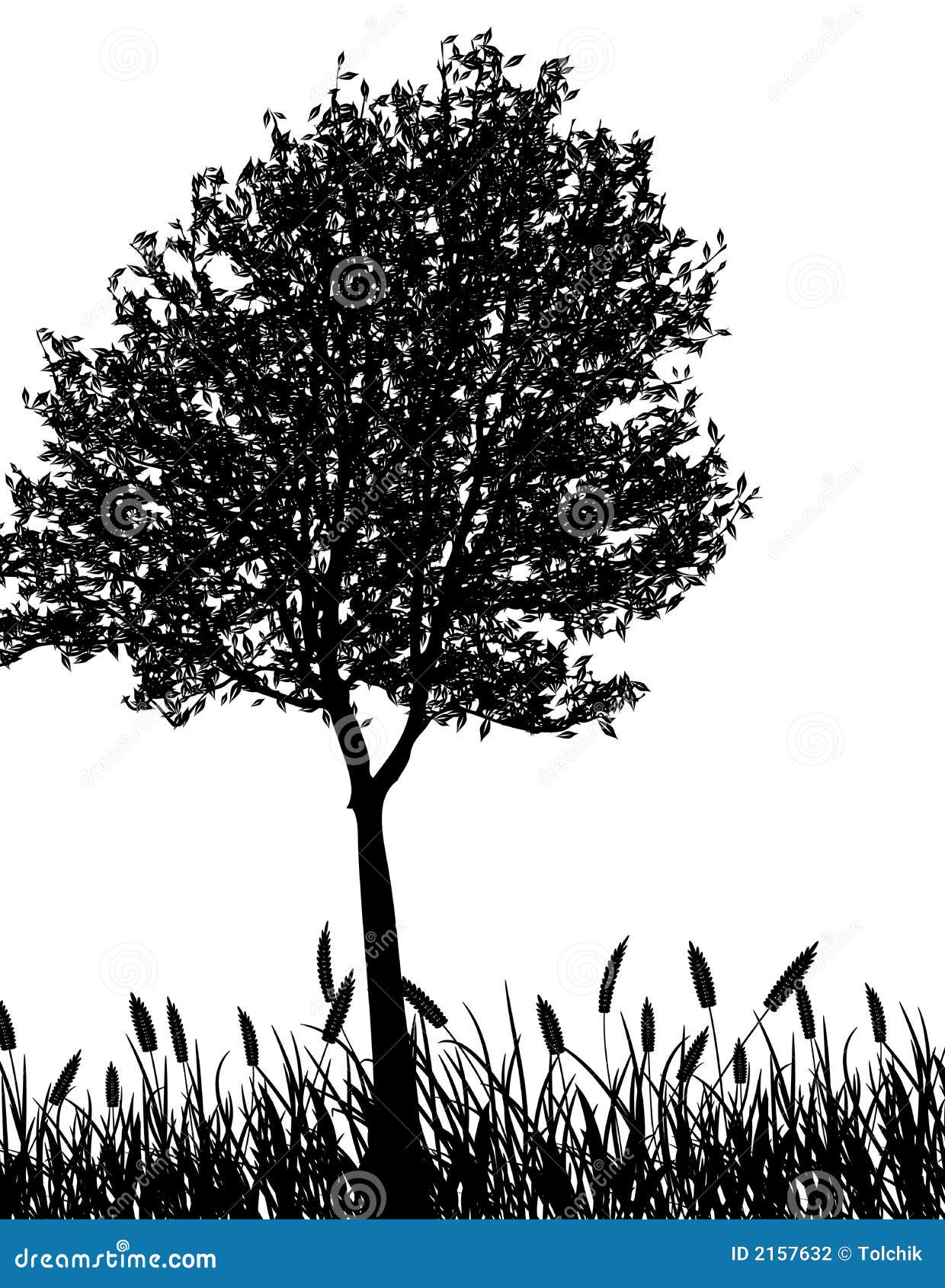 Grass and tree, vector stock vector. Illustration of flower - 2157632